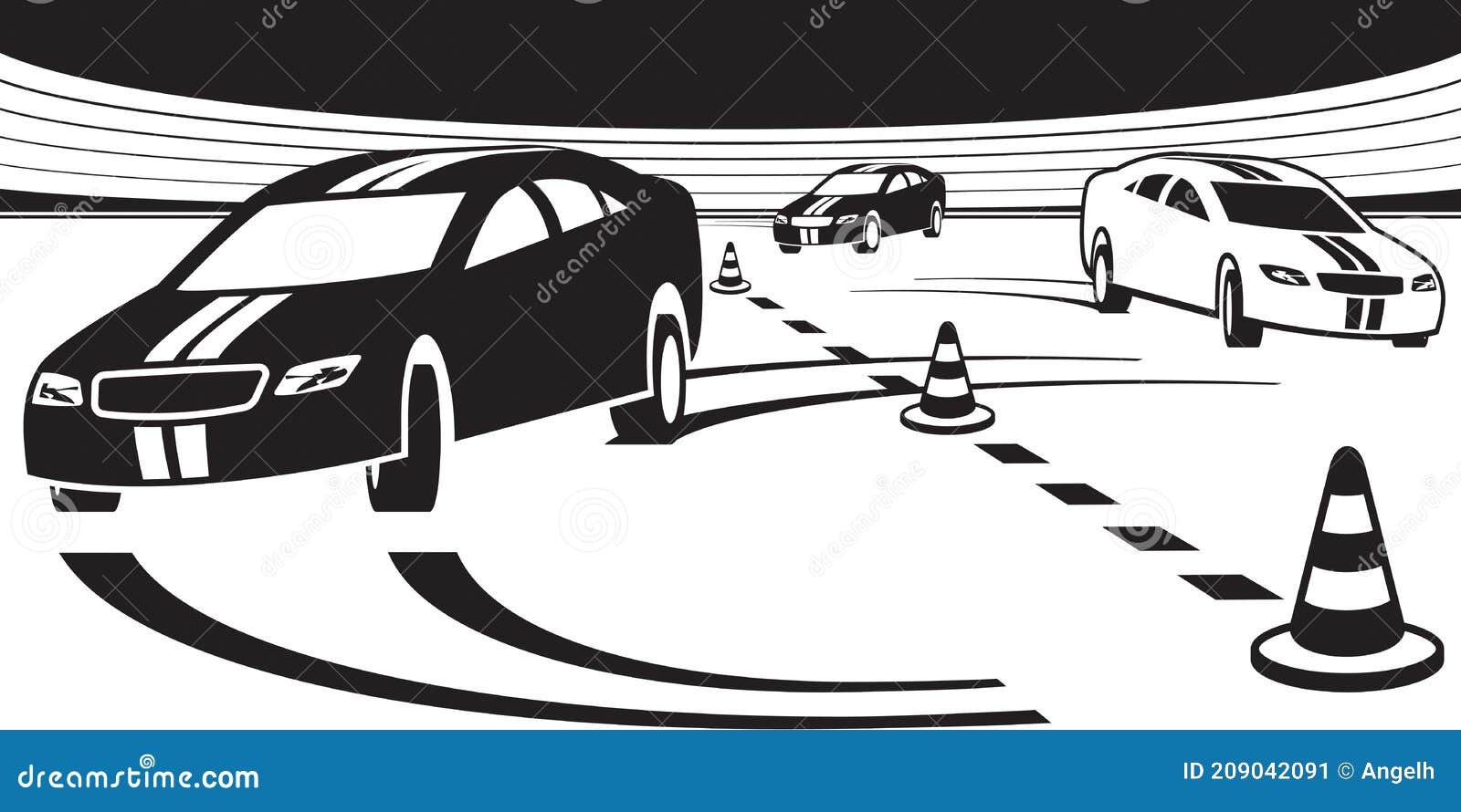 Cars on test drive track stock vector. Illustration of vehicle - 209042091