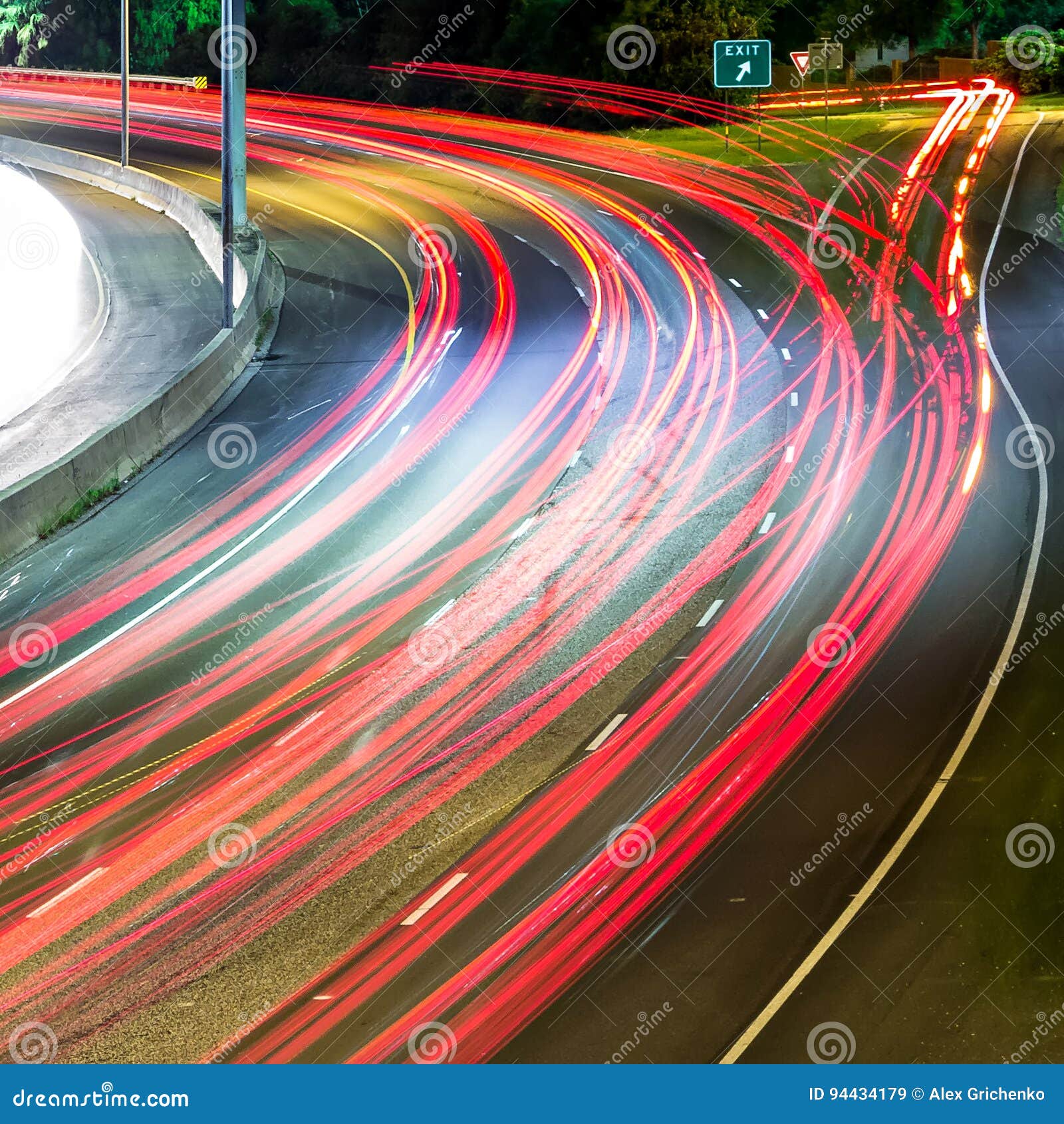Cars Traffic Commute on Highway at Night Stock Image - Image of road ...