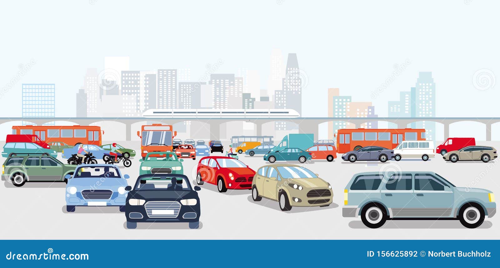 Cars in Traffic Jam at the Intersection Stock Vector - Illustration of ...