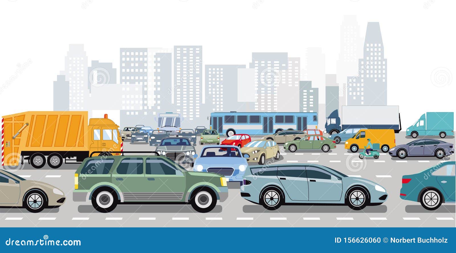 Cars in Traffic Jam at the Intersection Stock Vector - Illustration of ... Cars in Traffic Jam at the Intersection Stock Vector - Illustration of ...