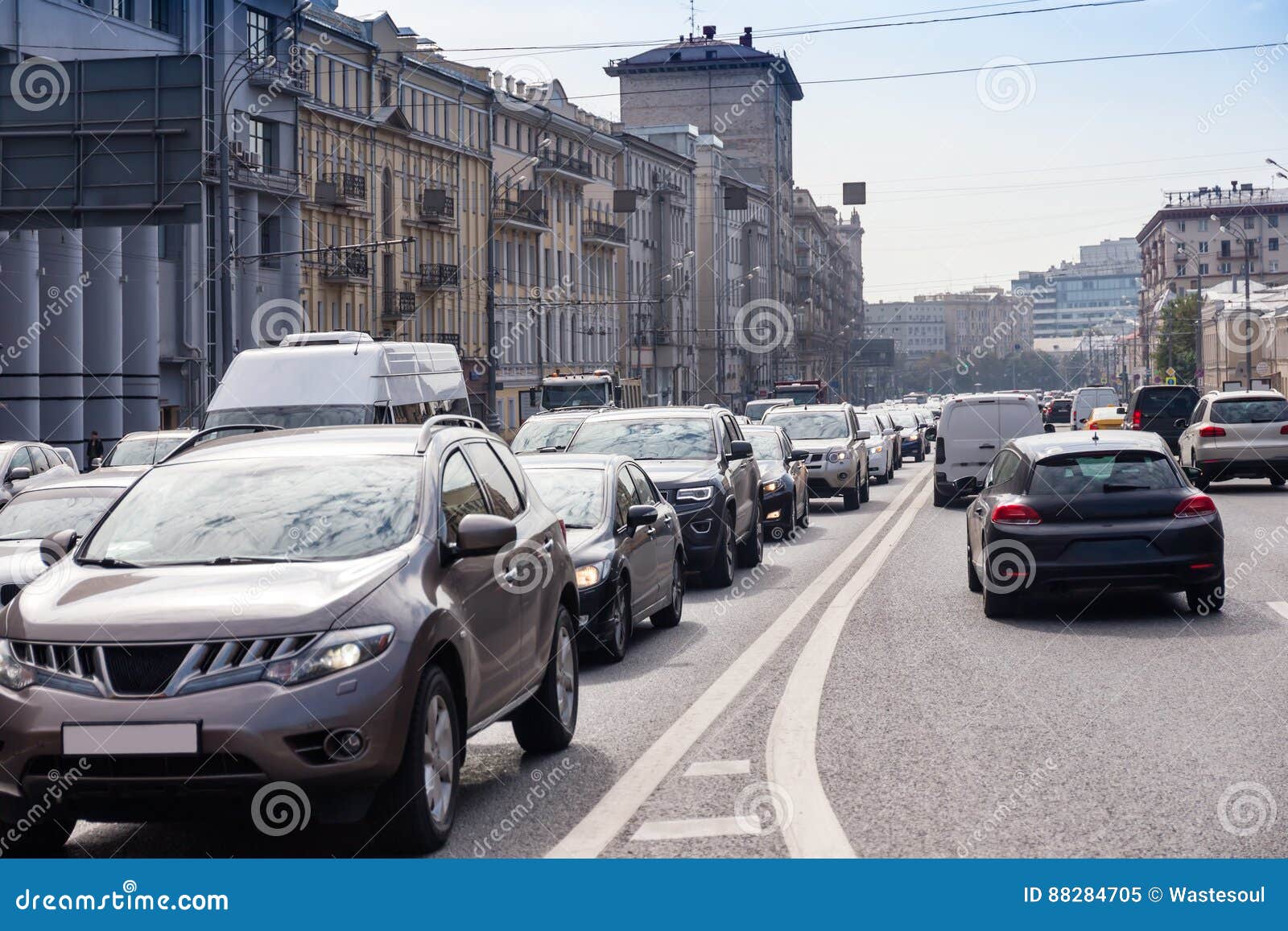Cars in a traffic jam stock image. Image of collapse - 88284705