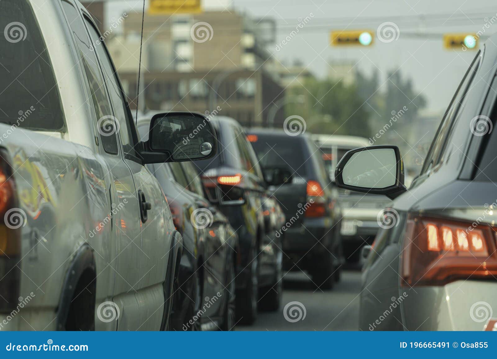 Cars in Traffic Waiting for Light at City Intersection Stock Image ...