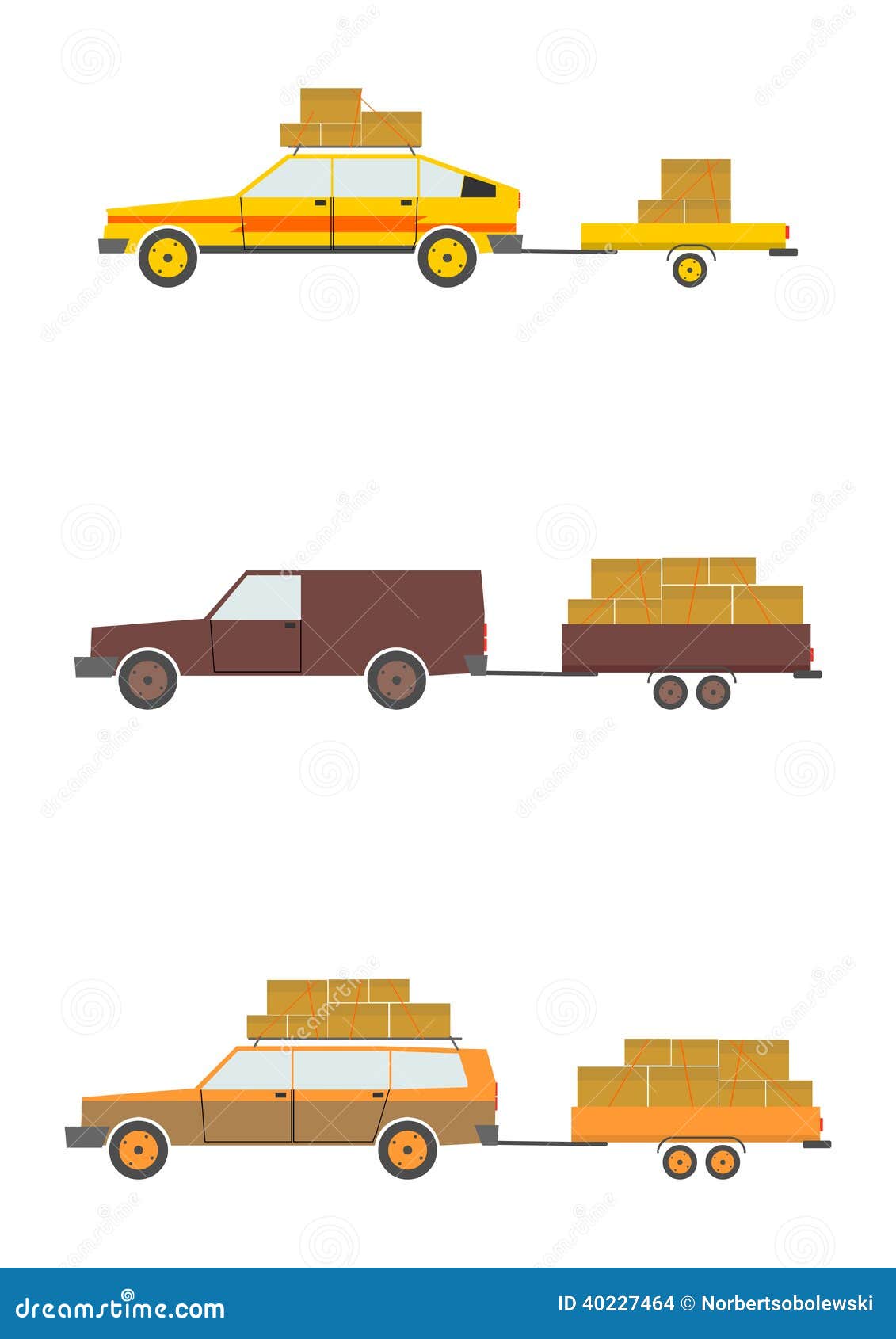 Cars with trailers stock vector. Illustration of automobile - 40227464