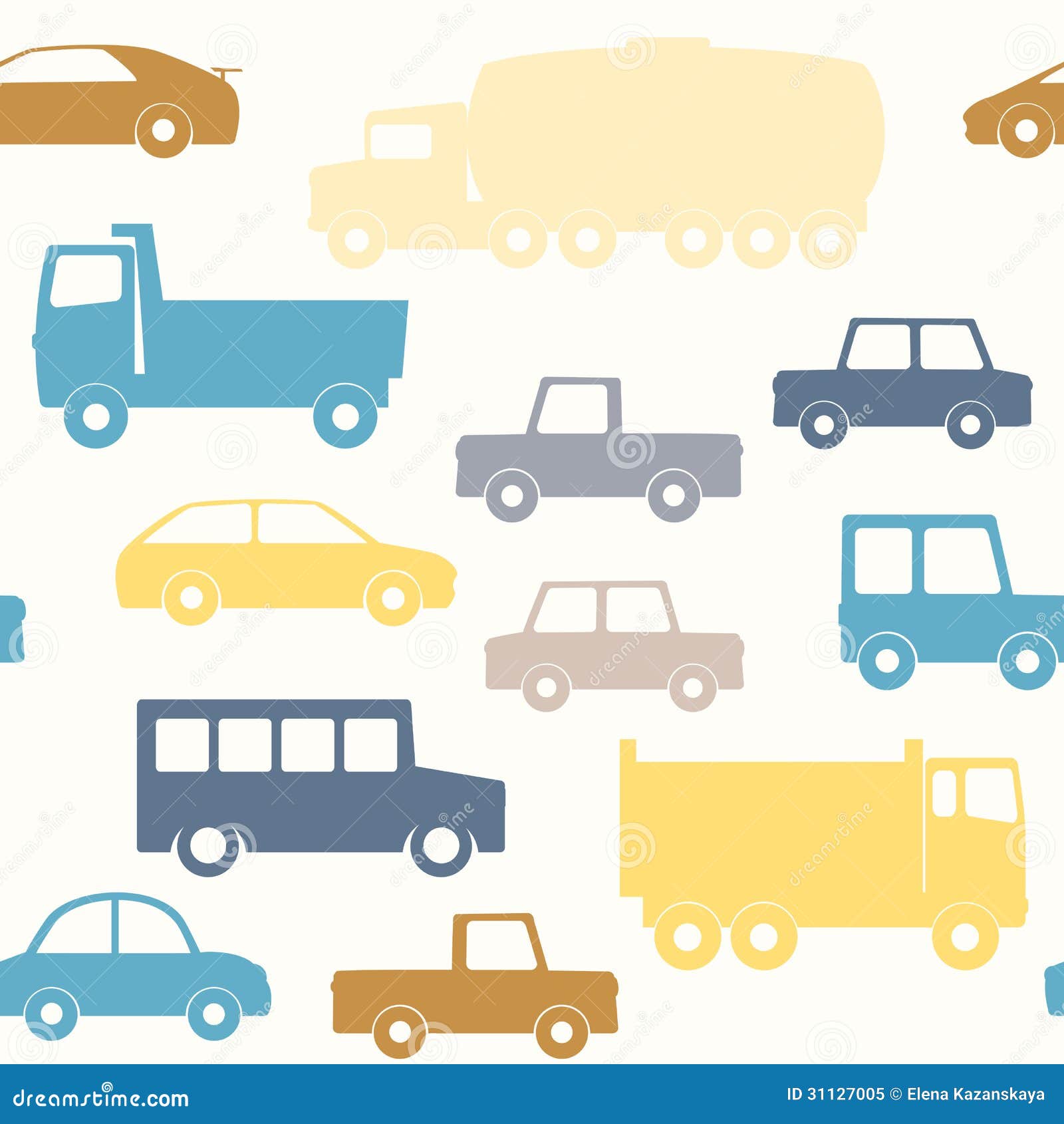 Cars and Trucks Seamless Pattern Stock Illustration - Illustration of ...