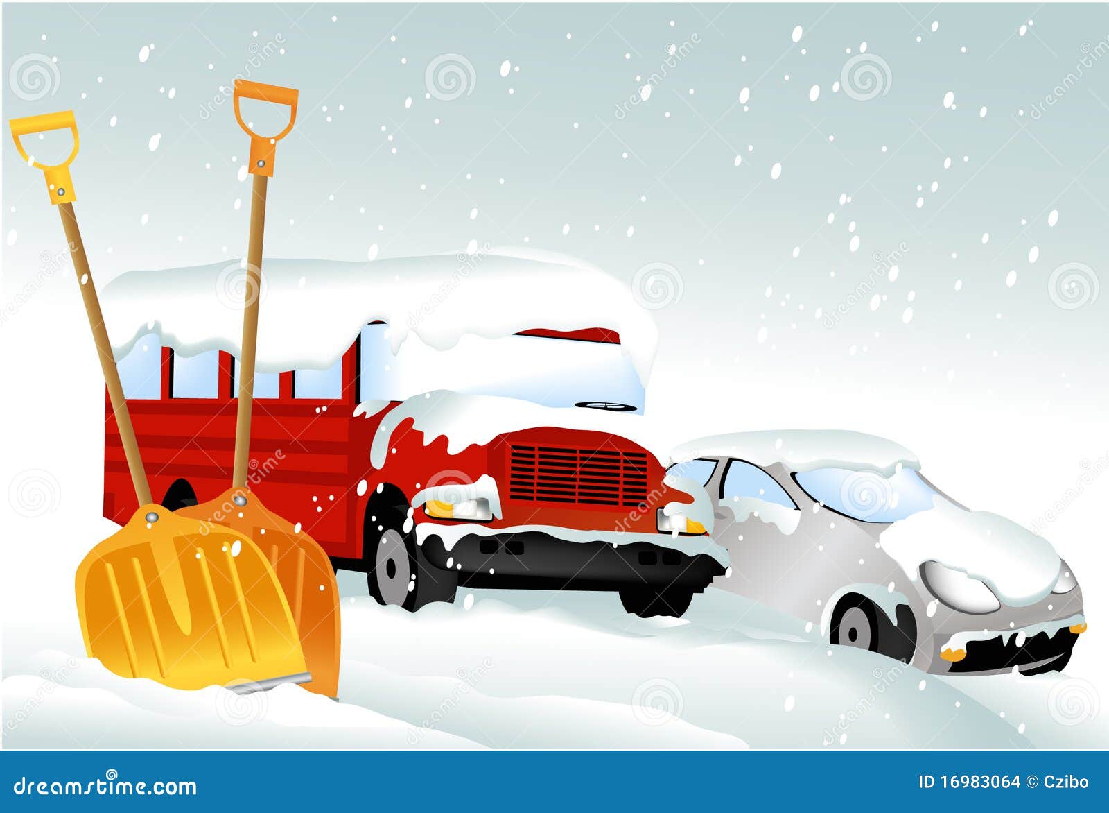 Cars under snow stock vector. Illustration of bother - 16983064