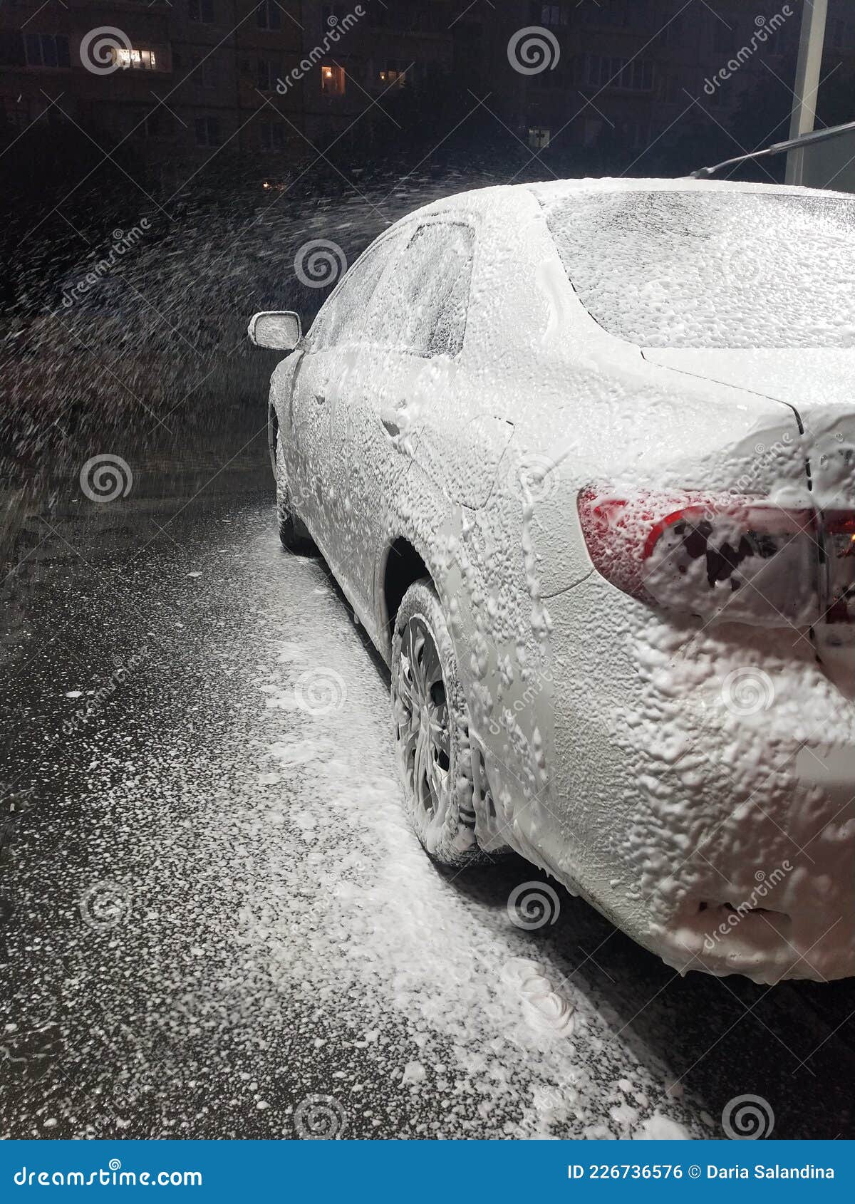 Cars washing in night stock photo. Image of winter, blizzard - 226736576