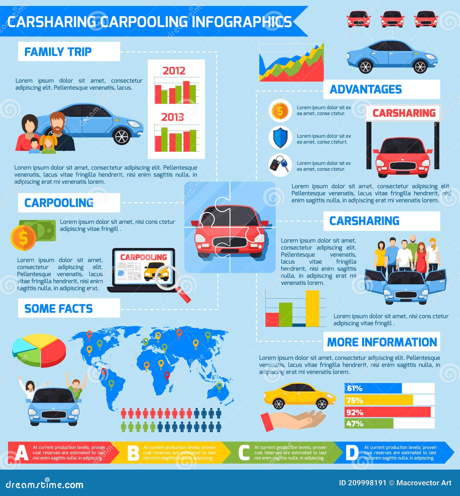 Carsharing Carpooling Infographics Vector Illustration | CartoonDealer ...