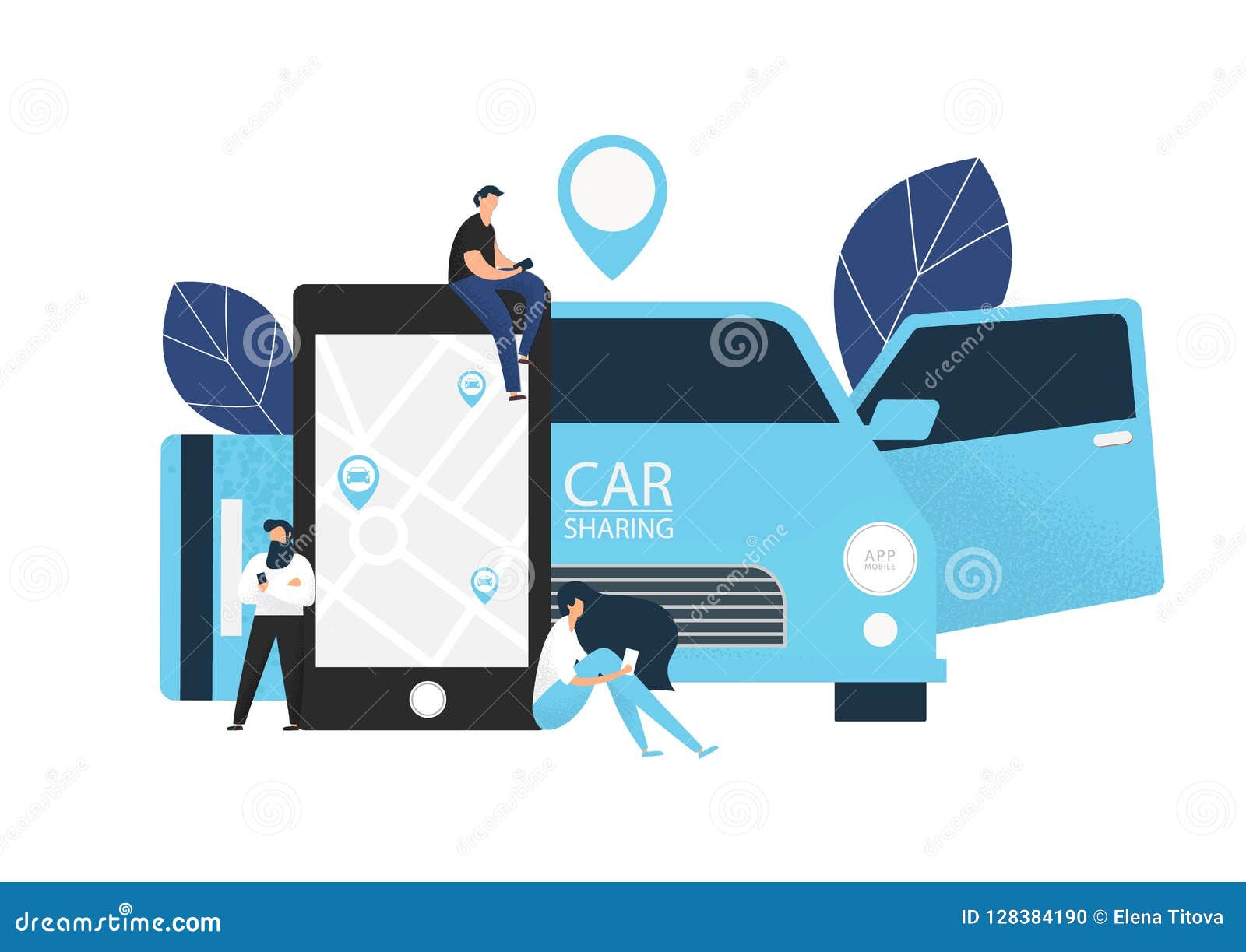 Carsharing Concept. Vector Illustration. Stock Vector - Illustration of ...