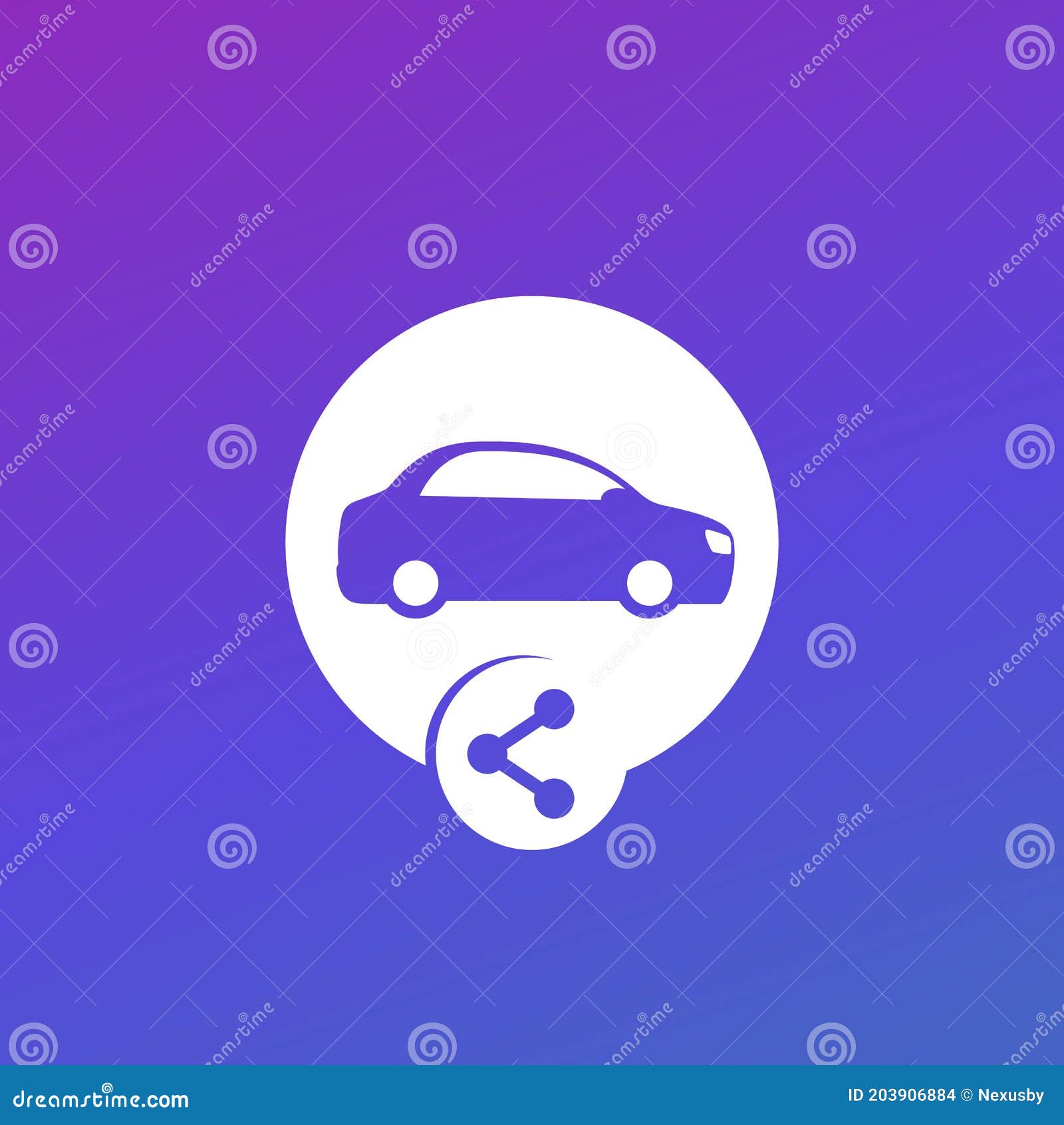 Carsharing Icon with Car and Share Symbol Stock Vector - Illustration ...
