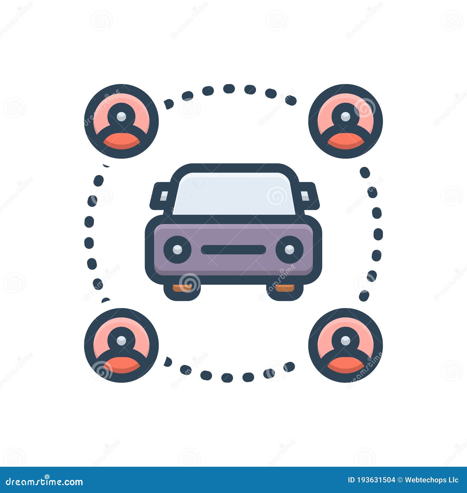 Color Illustration Icon for Carsharing, Ride and Pooling Stock ...