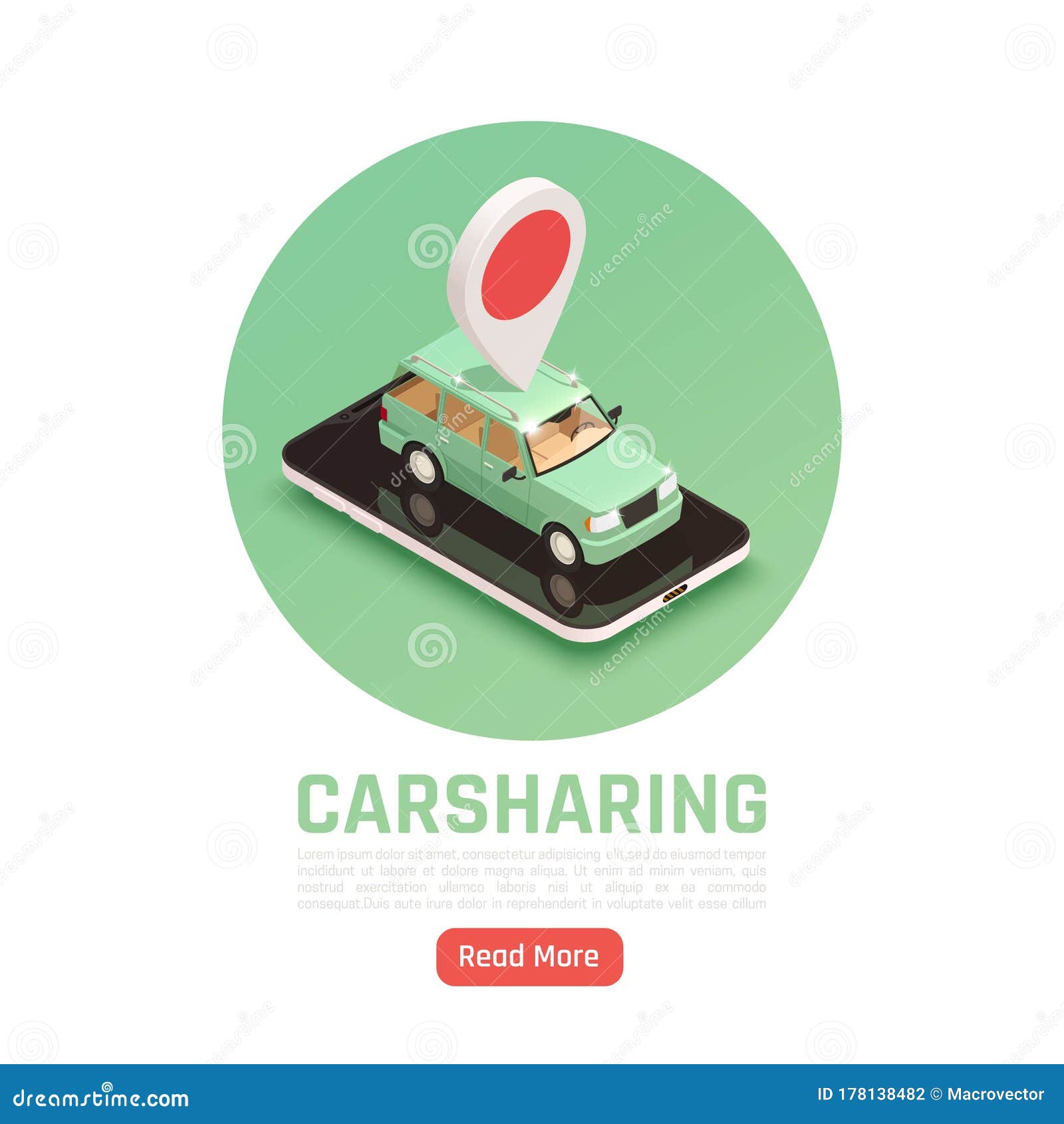 Carsharing Isometric Flowchart Vector Illustration | CartoonDealer.com ...