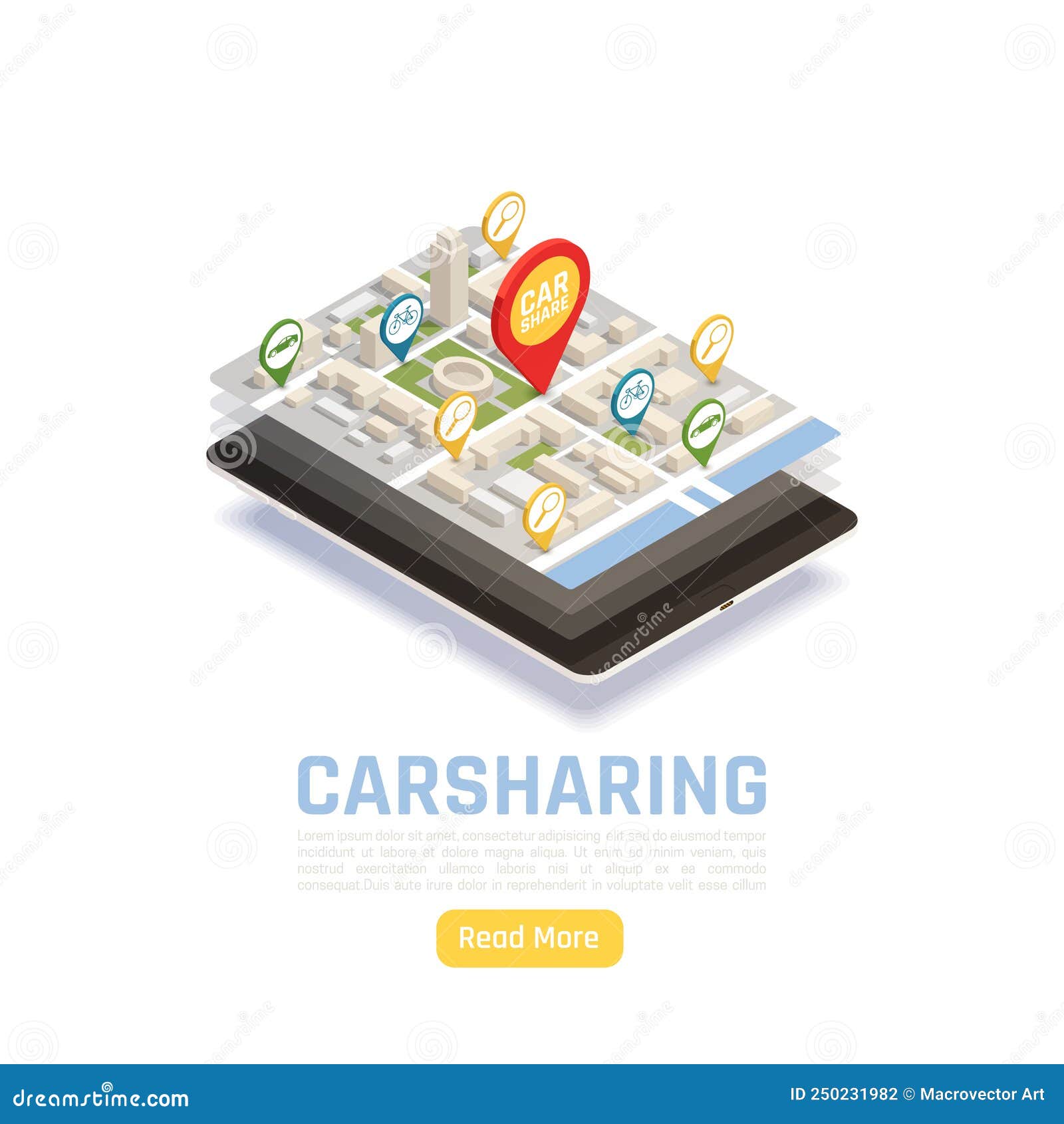 Carsharing Isometric Flowchart Vector Illustration | CartoonDealer.com ...