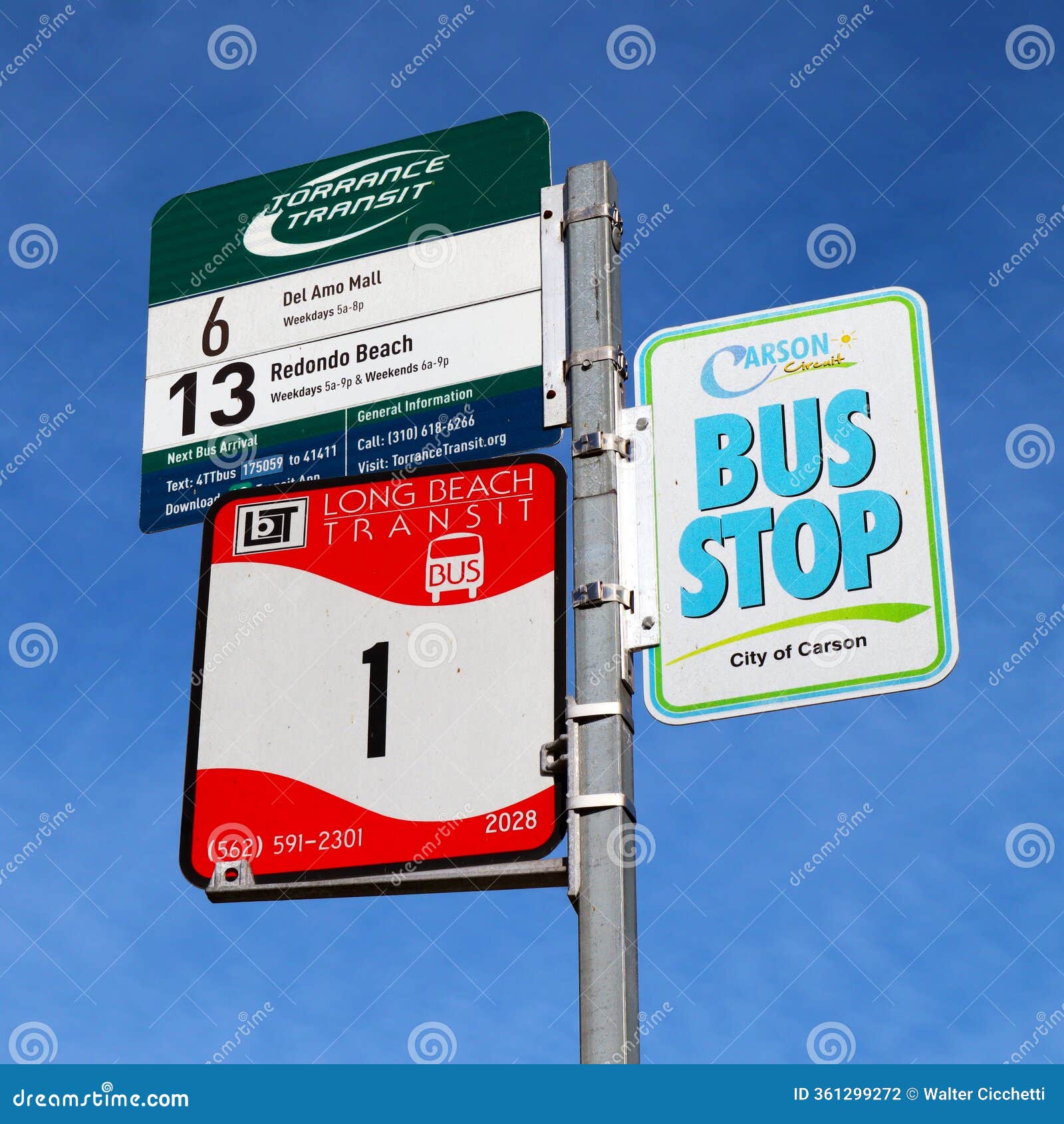 Carson, California: Bus Stop with Torrance Transit, Long Beach Transit ...