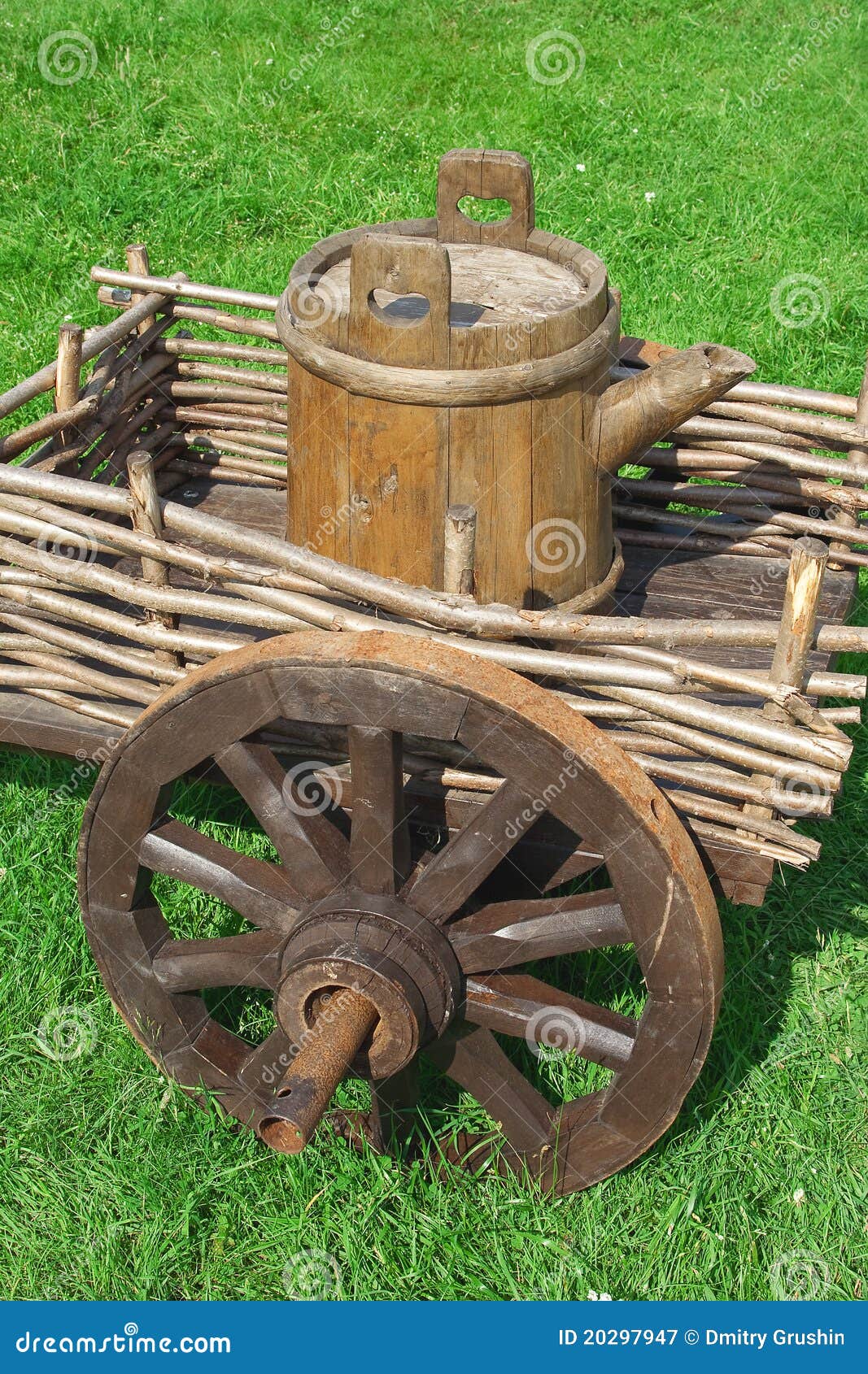 The cart with the barrel stock image. Image of life, wicker - 20297947