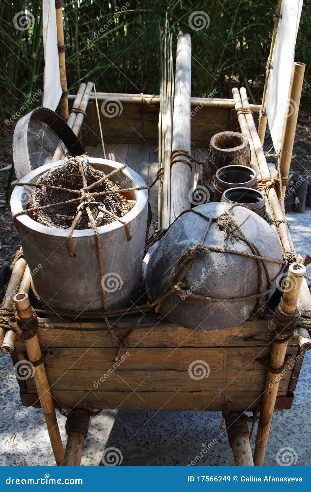 Cart with ceramic ware stock image. Image of street, jugs - 17566249