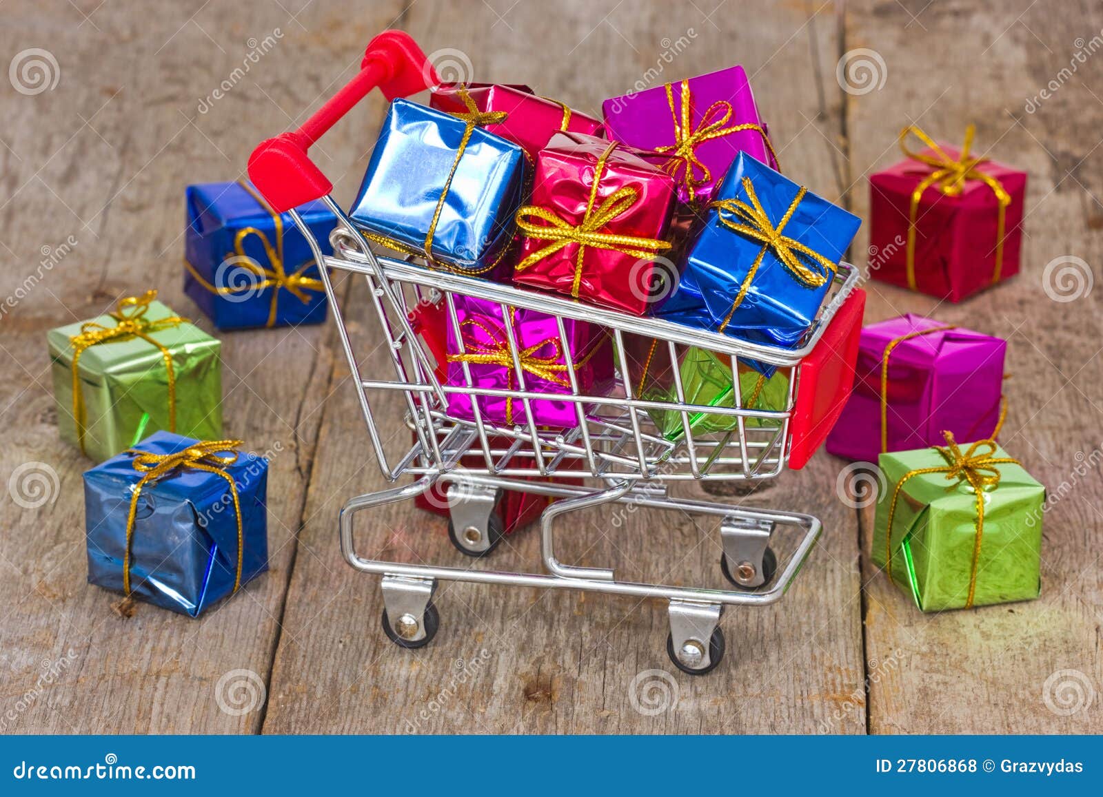 Cart with Colorful Gift Boxes Stock Photo - Image of clearance, xmas ...