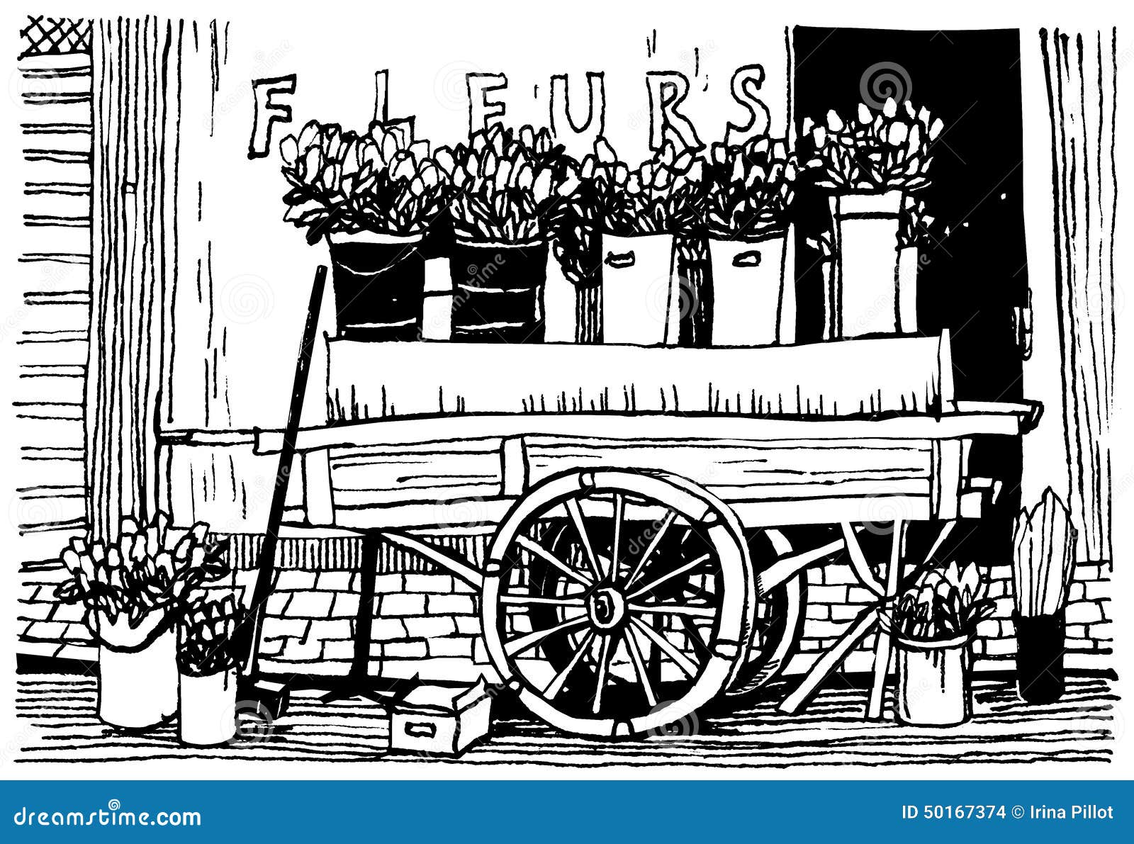 Cart with flowers stock illustration. Illustration of muguet - 50167374