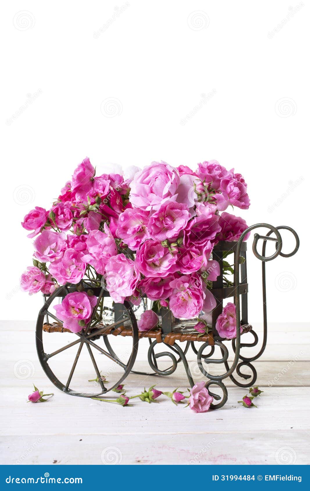 Cart full of pink roses stock photo. Image of flowers - 31994484