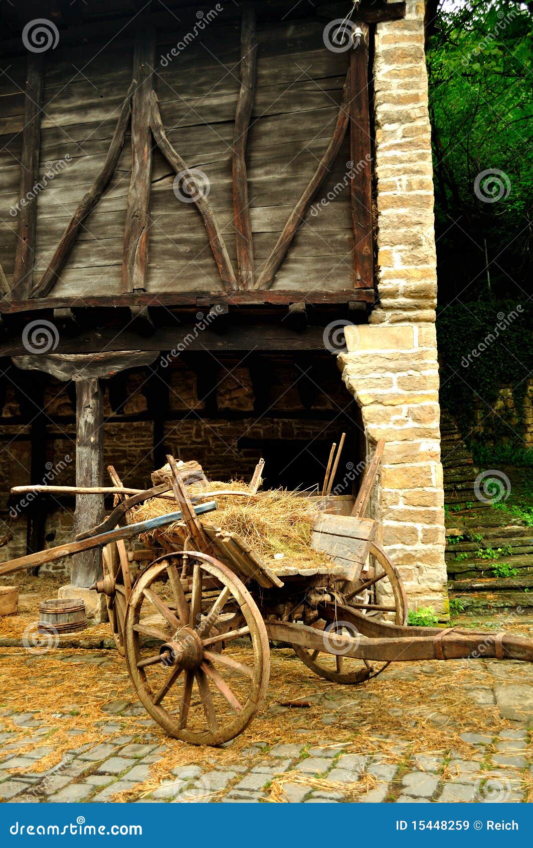 Cart with hay stock image. Image of agricultural, summer - 15448259