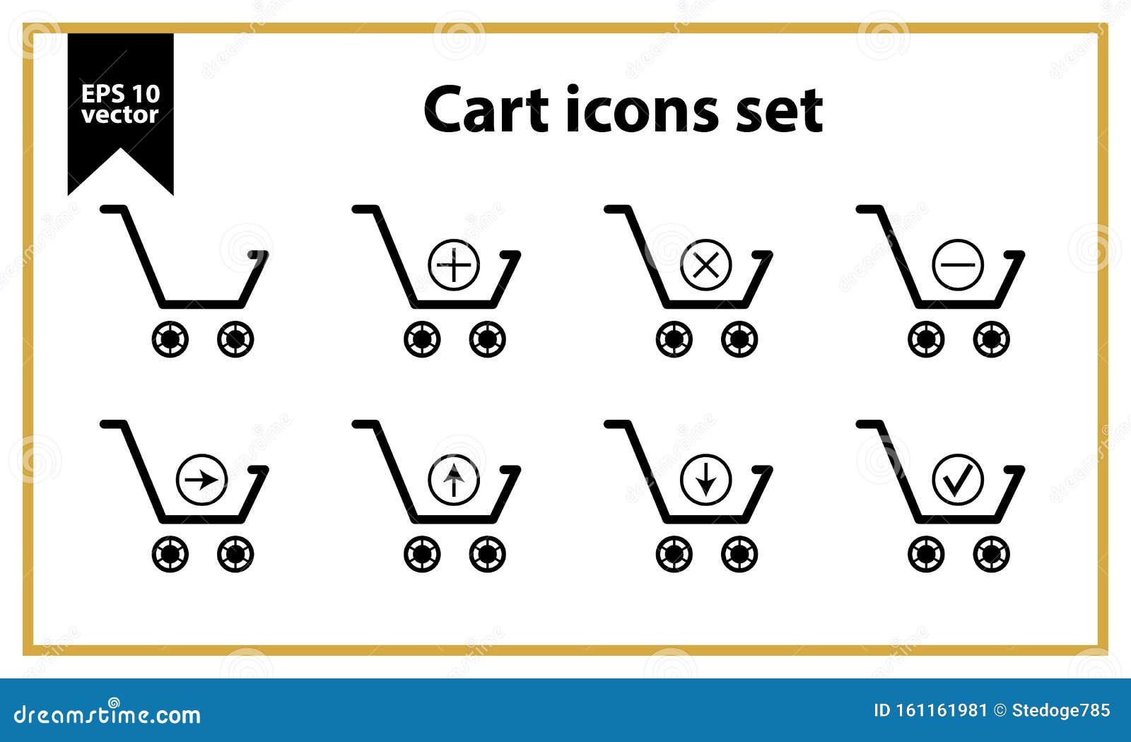 Cart Icon Set Vector Black Flat Design for Web Stock Vector ...