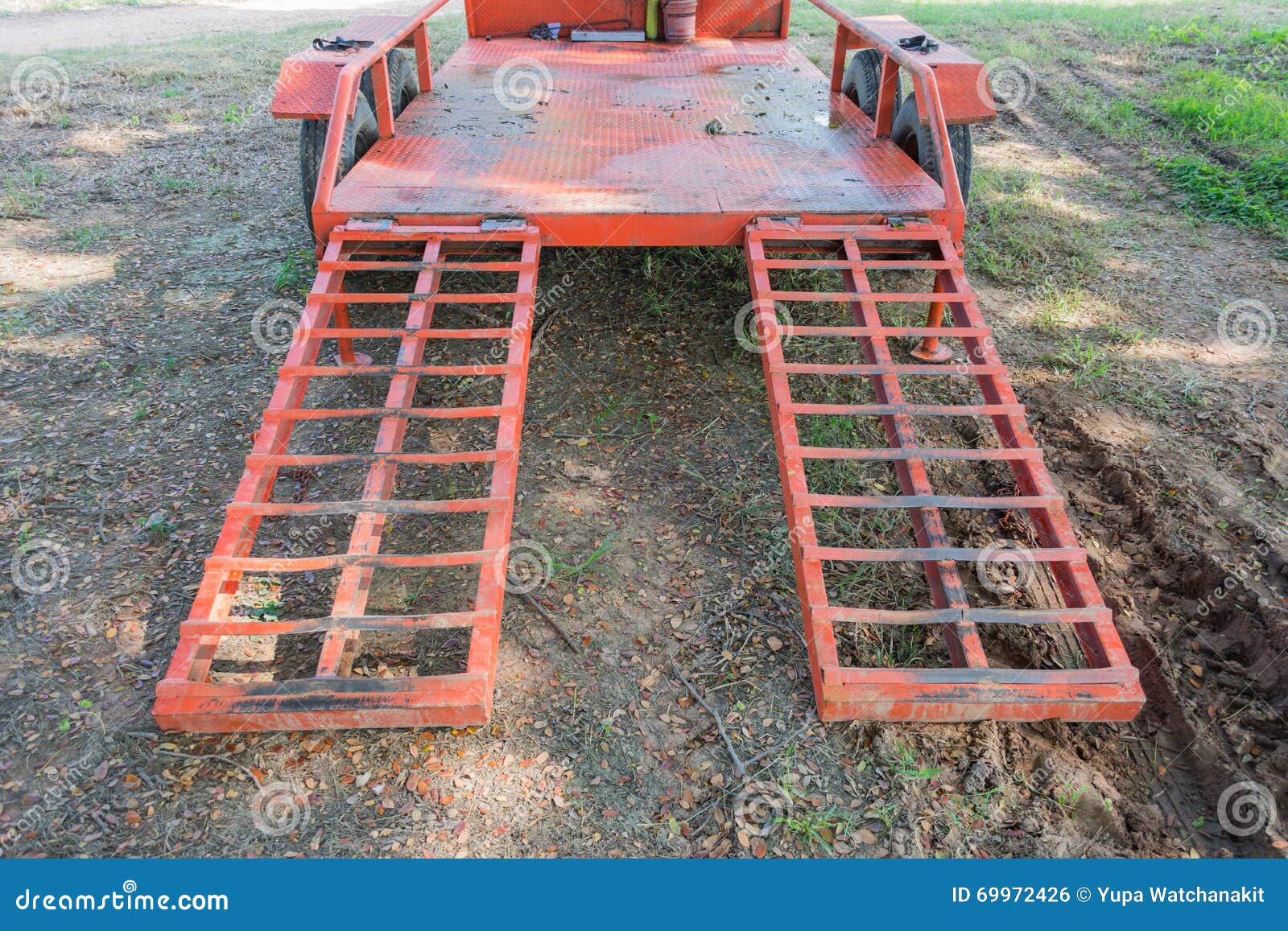 Cart ladder on ground stock photo. Image of tyre, field - 69972426