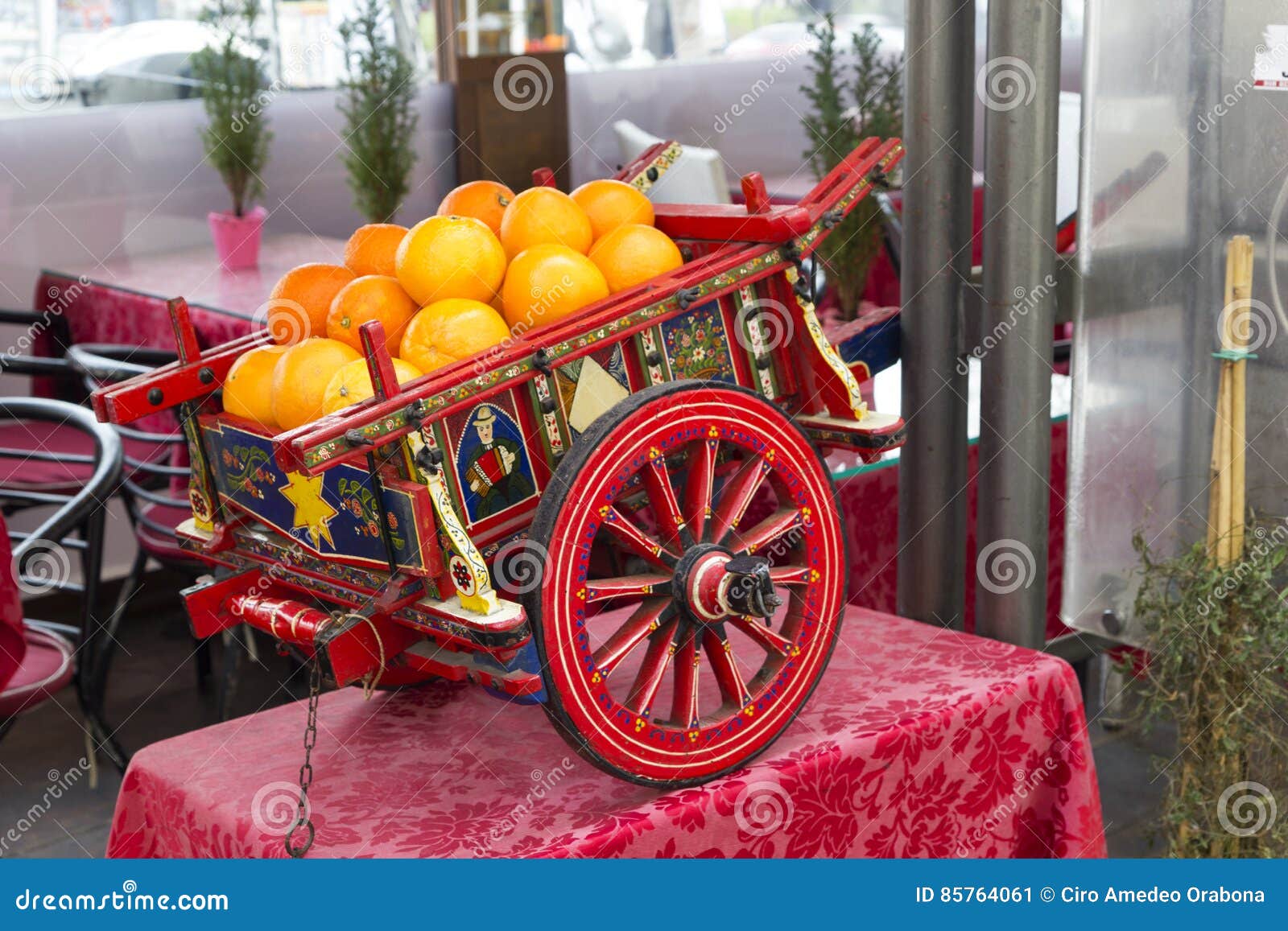 Cart with orange stock image. Image of fruit, cart, agriculture - 85764061