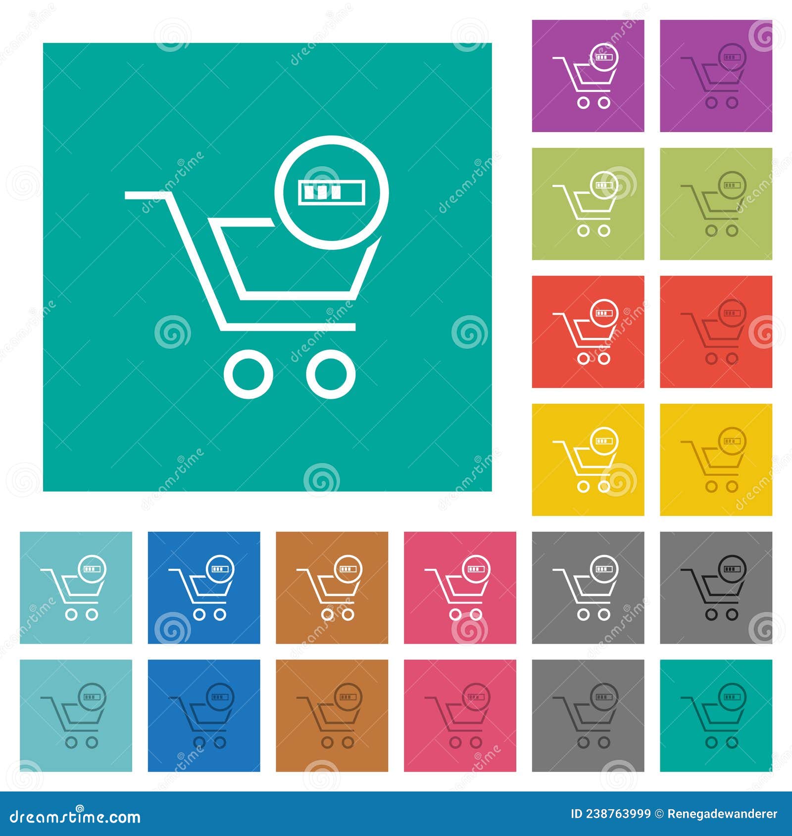 Cart Processing Outline Square Flat Multi Colored Icons Stock Vector ...