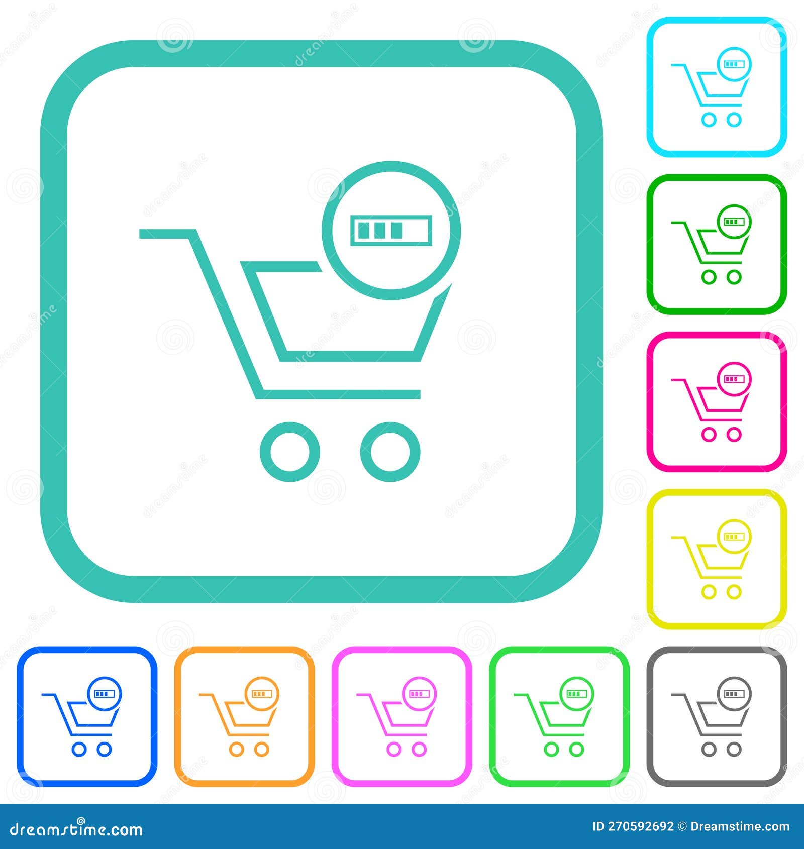 Cart Processing Outline Vivid Colored Flat Icons Stock Vector ...