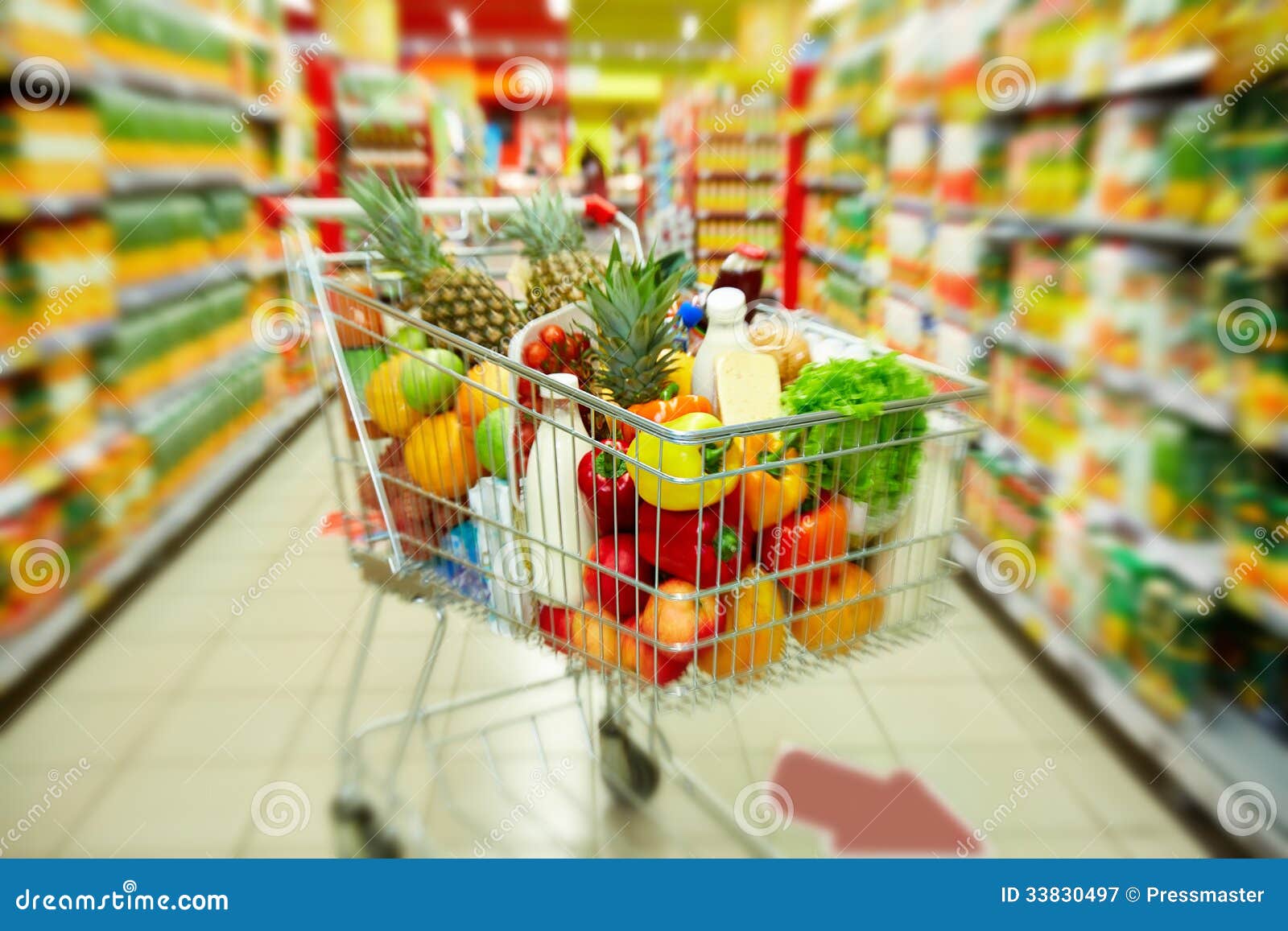 Cart with products stock image. Image of green, mall - 33830497