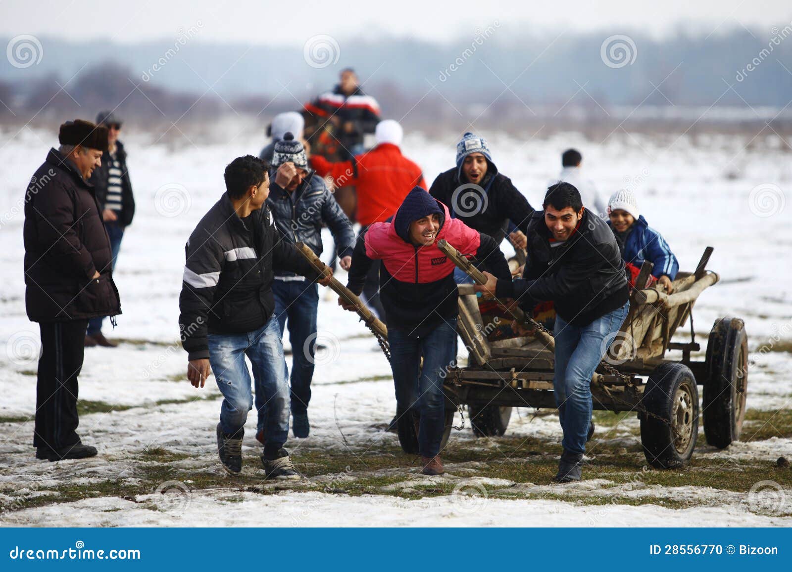 Cart pulling editorial image. Image of active, person - 28556770