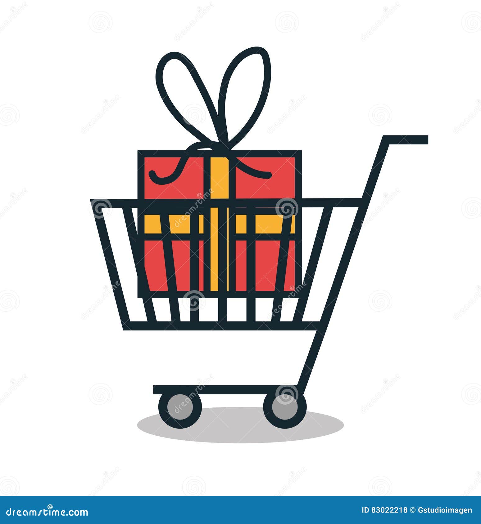 Cart Shopping with Gift Icon Stock Illustration - Illustration of store ...