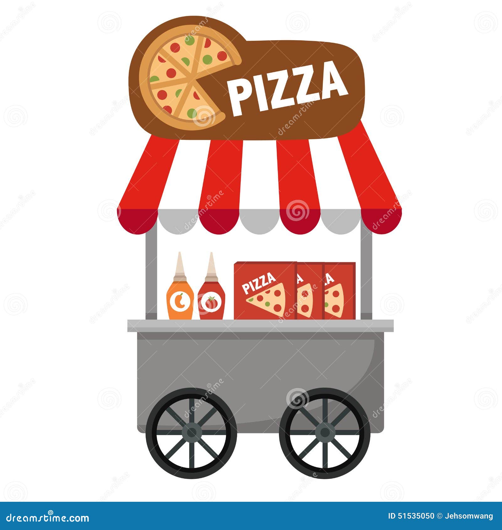 Cart Stall and Pizza Vector Stock Vector - Illustration of center, icon ...