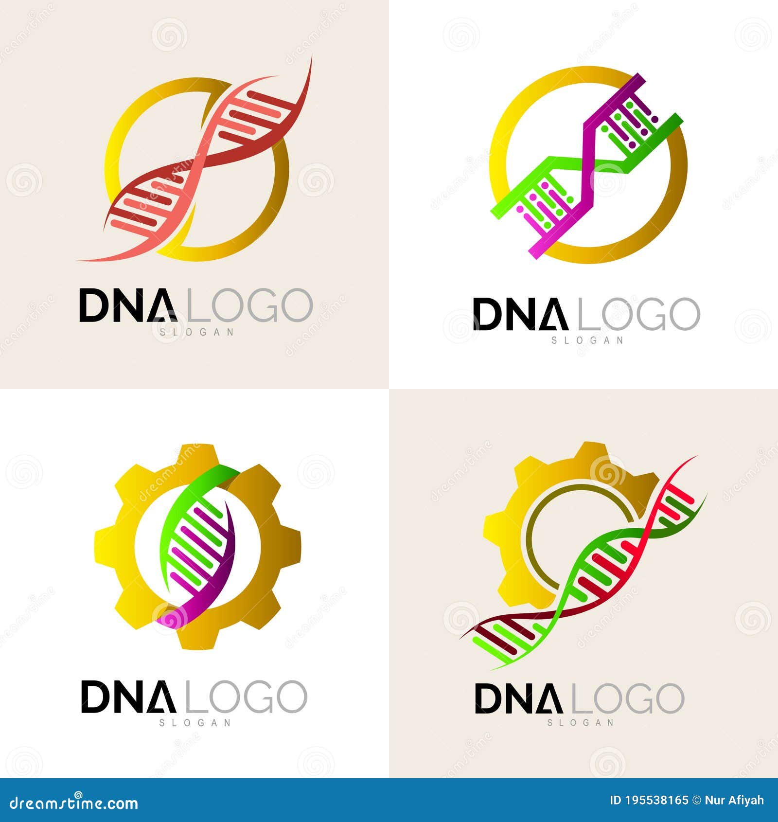Set DNA Logo, Icon of Life, DNA and Gear Stock Vector - Illustration of ...