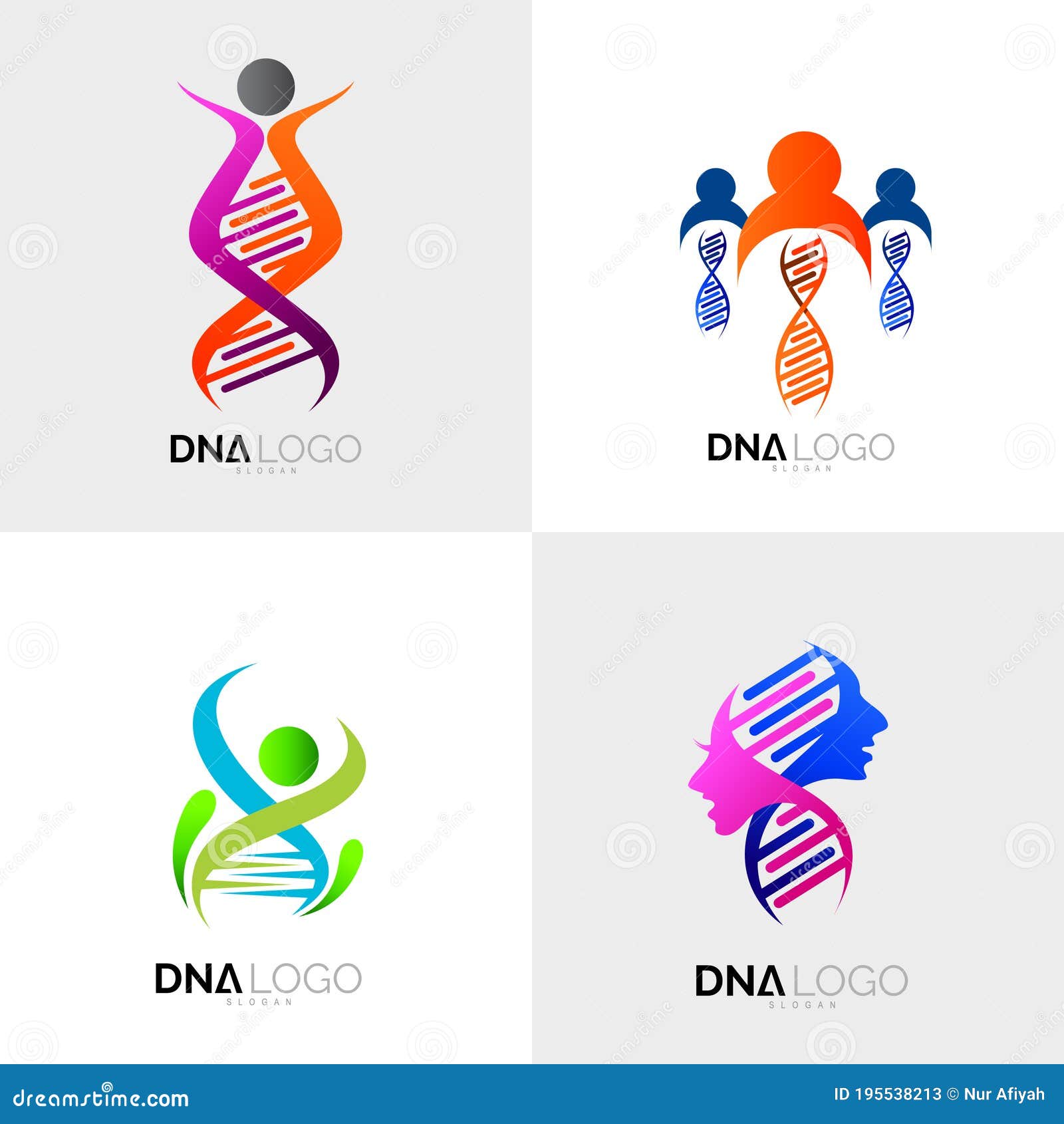 Set Logo DNA with People and Colorful Stock Vector - Illustration of ...