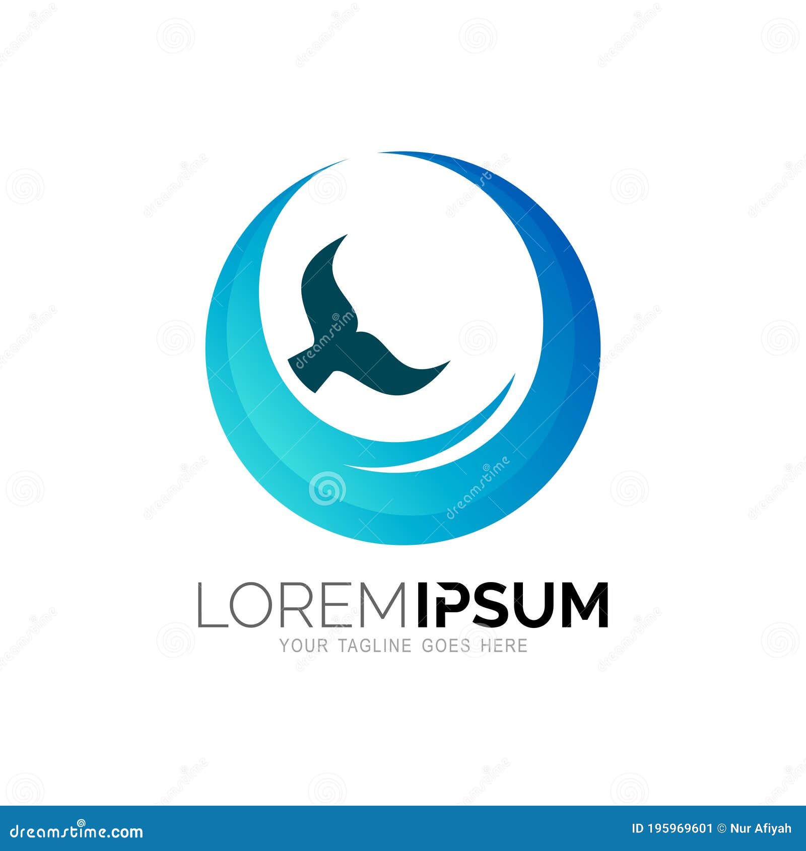 Deep Sea Logo with Whale Tail and Wave Template Designs Stock Vector ...