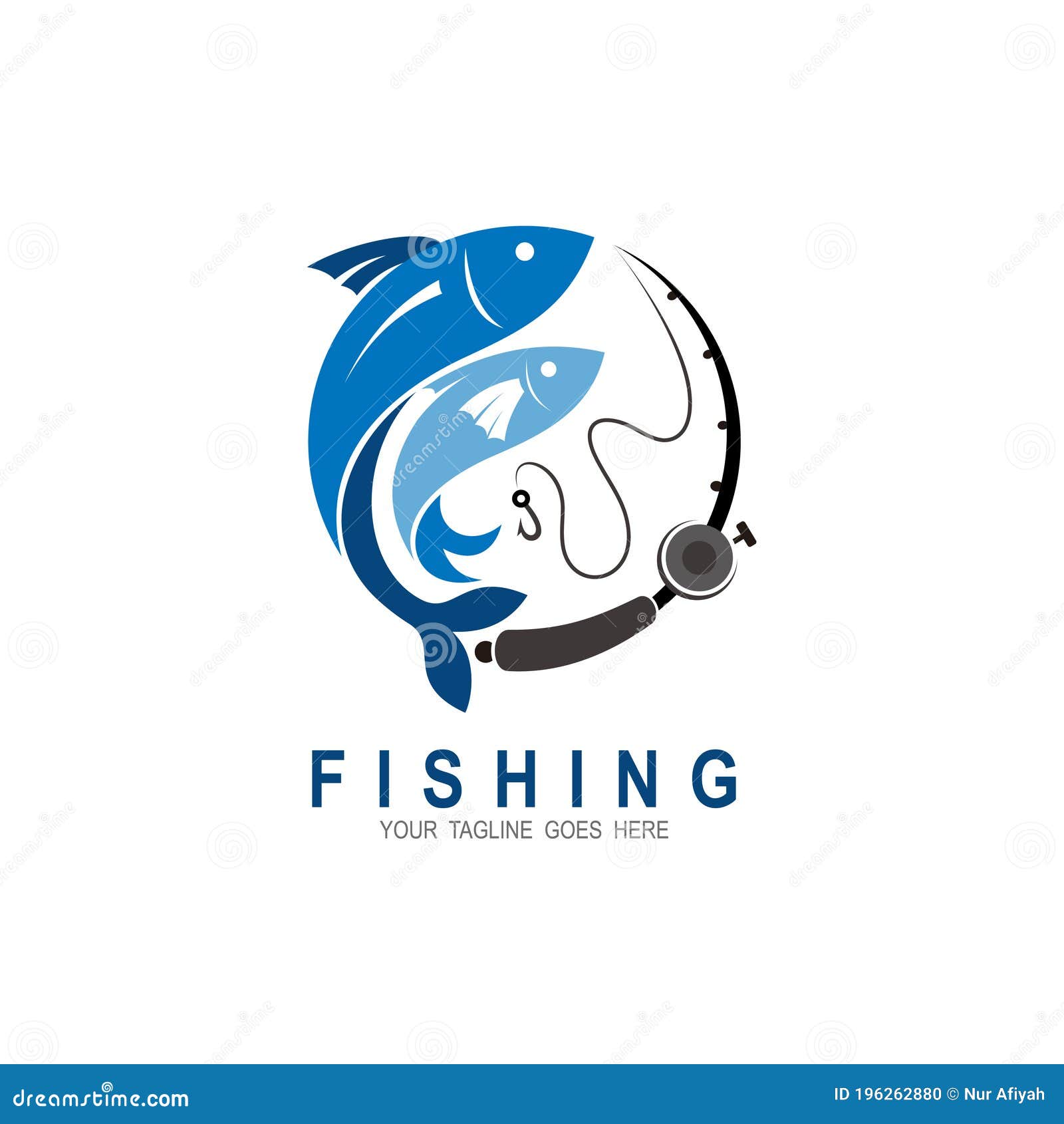 Fishing Logo Design Template, Fish and Hook Logo Template, Stock Vector ...