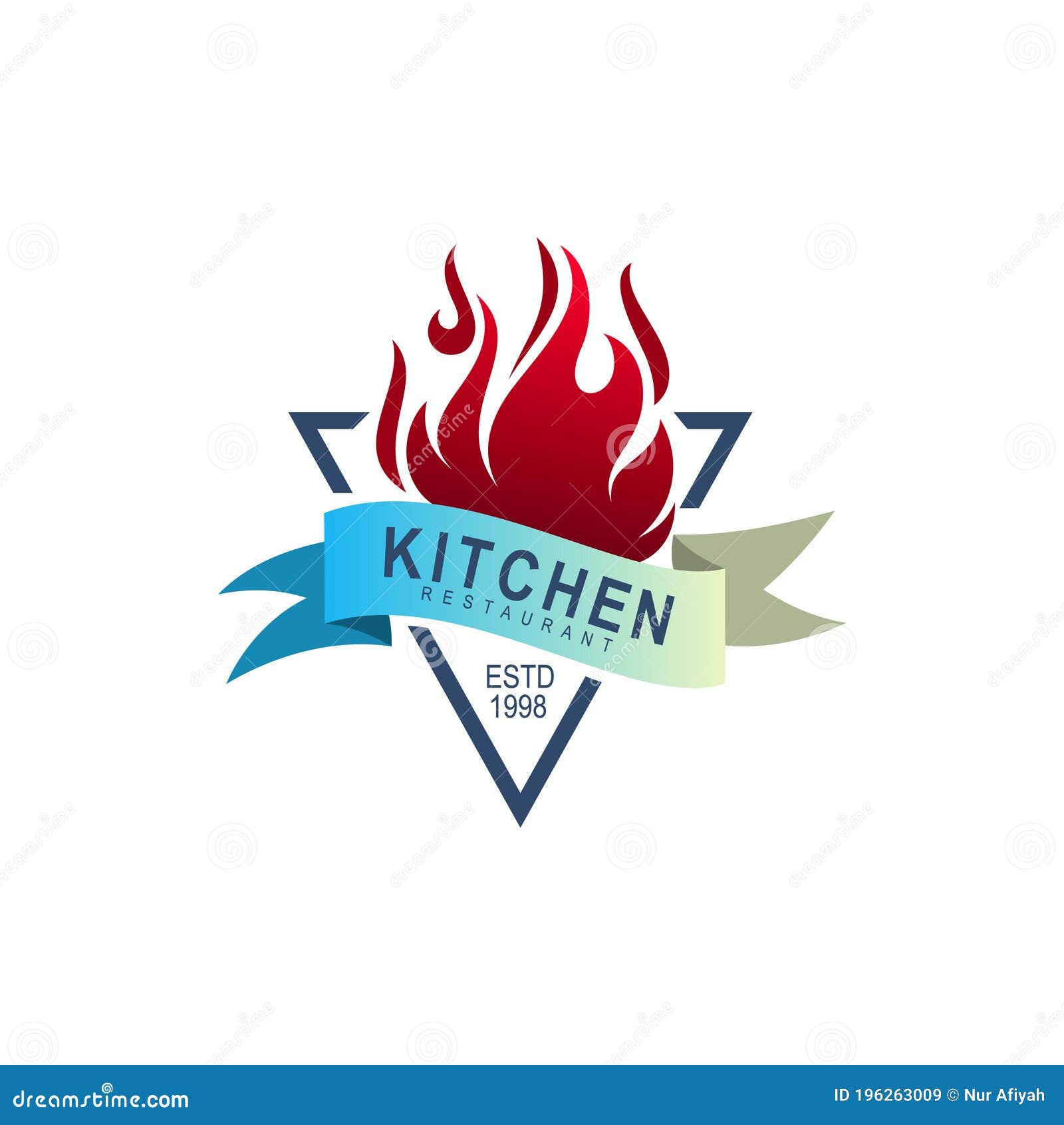 Fire Logo with Restaurant Design Vector, Kitchen Logo Stock Vector ...