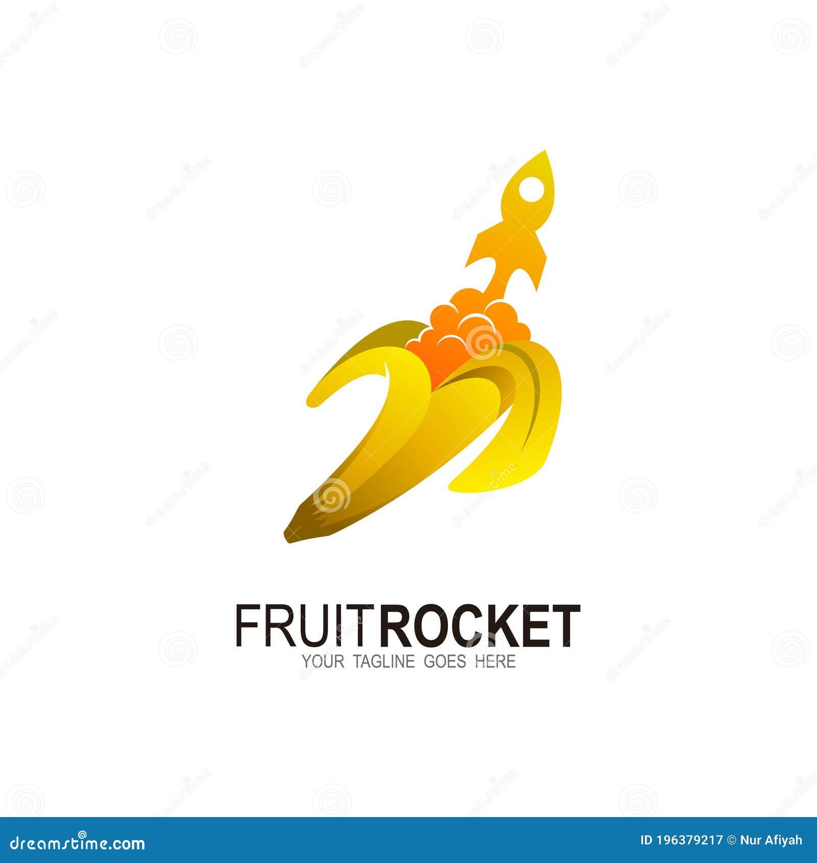 Banana Shape Rocket Logo Design & Illustration Vector Art for Business ...