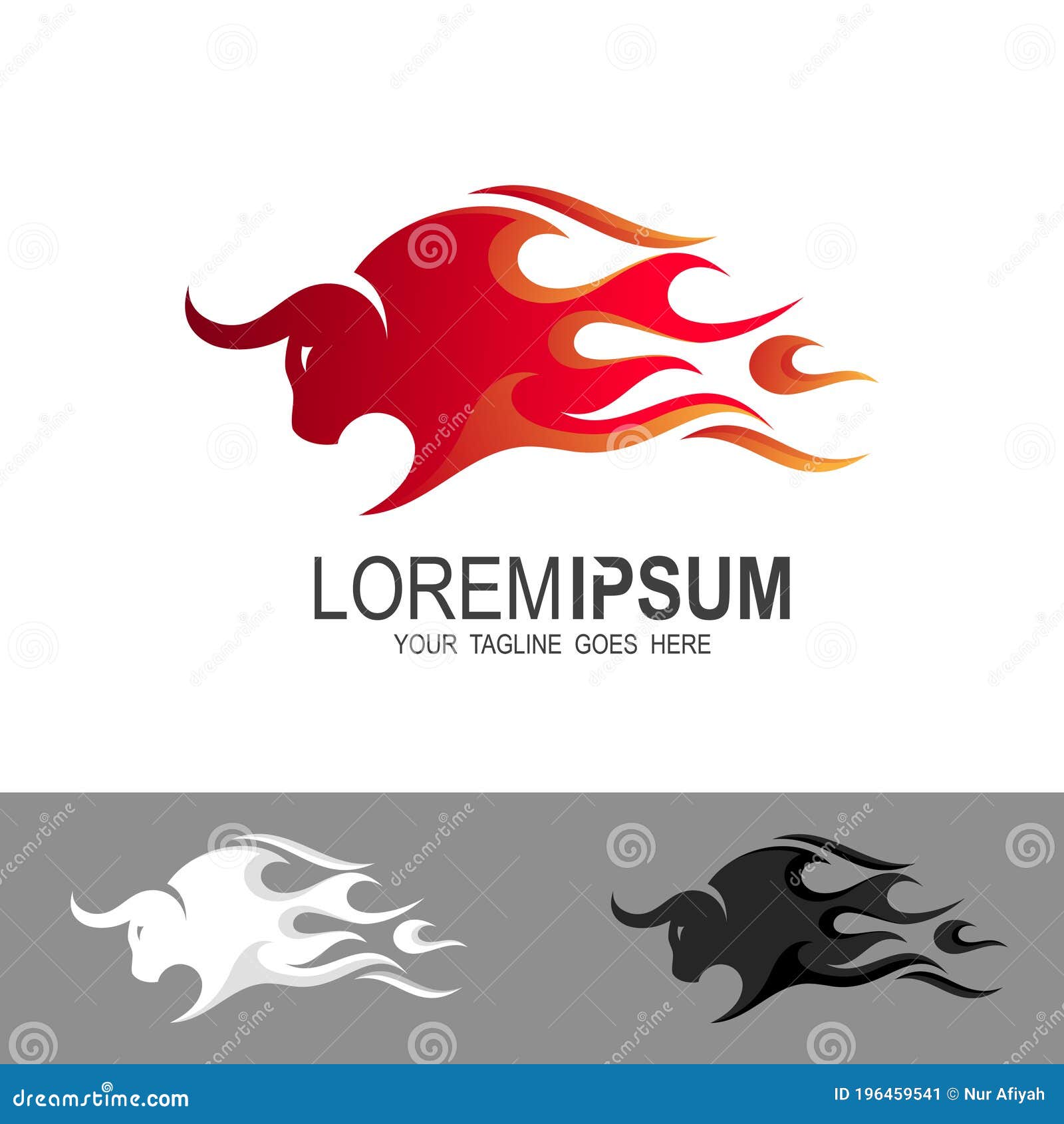 Bull Logo with Fire Design Illustration, Buffalo Stock Vector ...