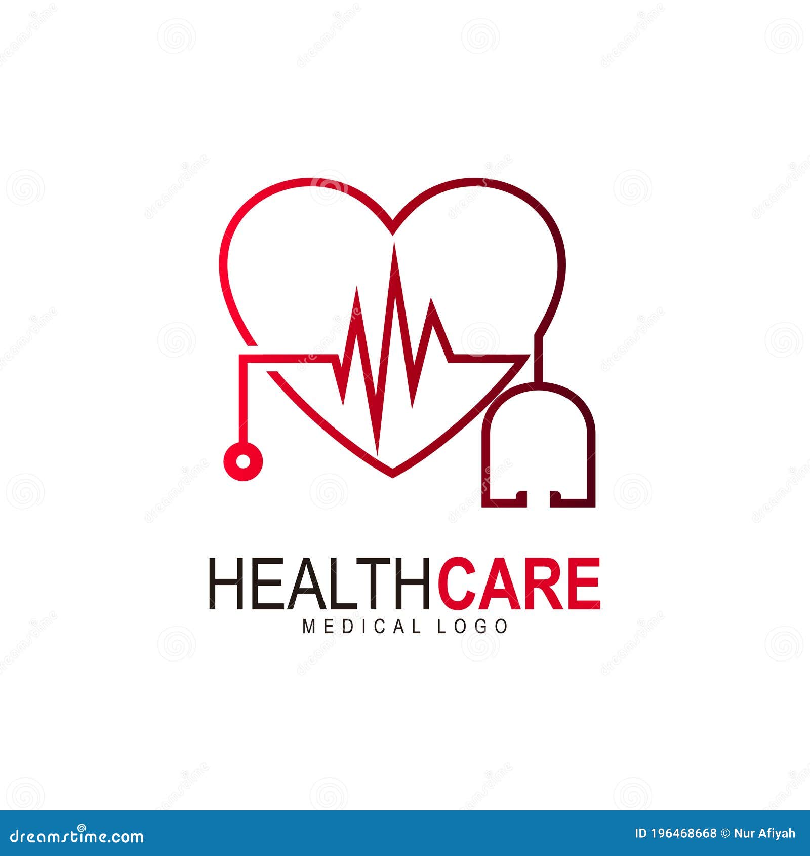 Heart Stethoscope Logotype. Linear Medical Logo Design Stock Vector ...