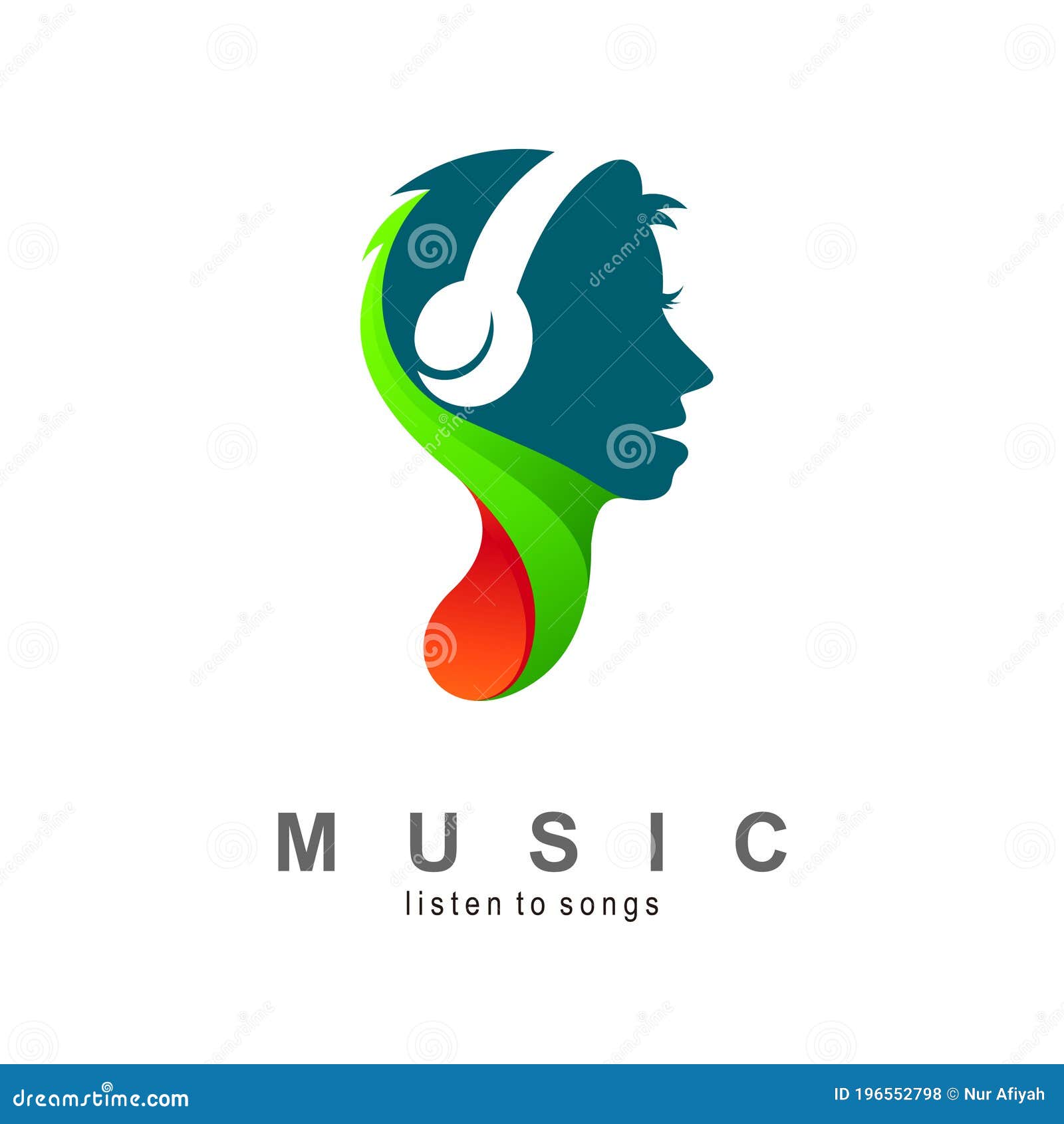 Music Icon, Logos of People Listening To Music Stock Vector ...