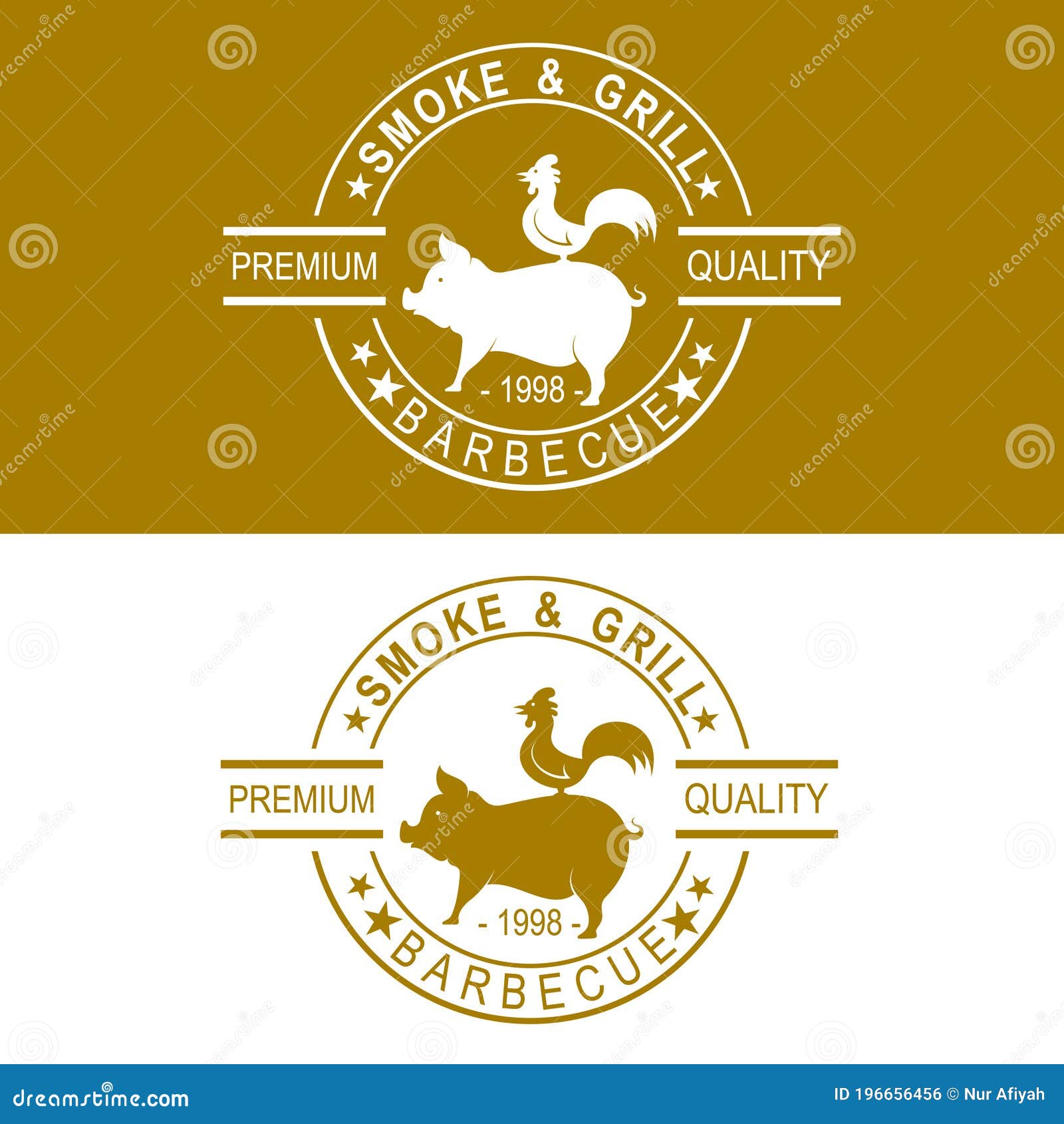 Pig and Chicken Logo with Barbecue Icons Stock Vector - Illustration of ...