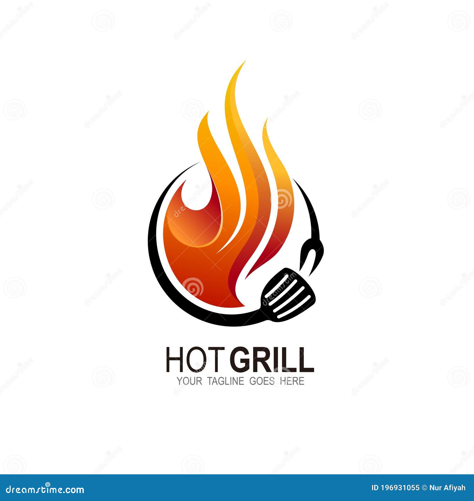 Fire Grill Food and Restaurant Icon, Red Fire Icon Stock Vector ...