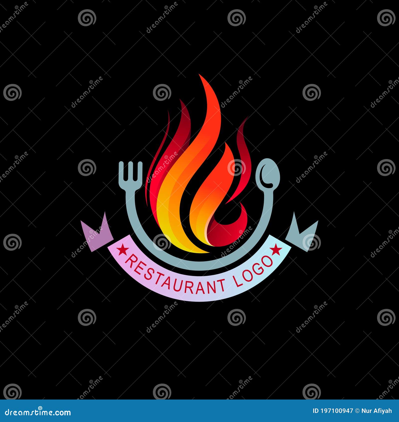 Fire Logo with Spoon and for, Restaurant Logo Template Stock Vector ...