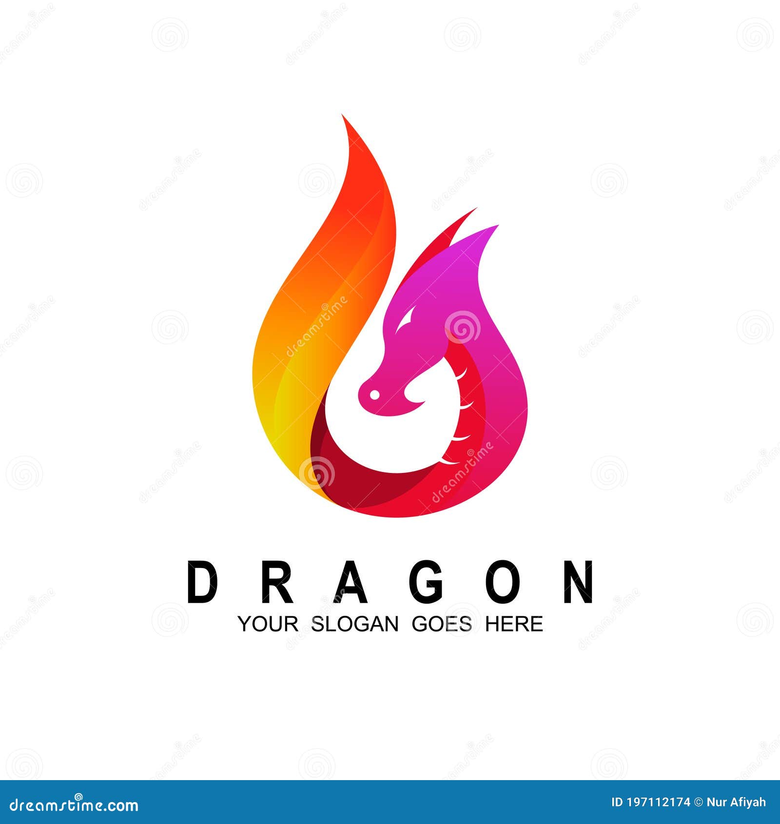 Dragon Fire Flame Logo Design Vector Template Stock Vector ...