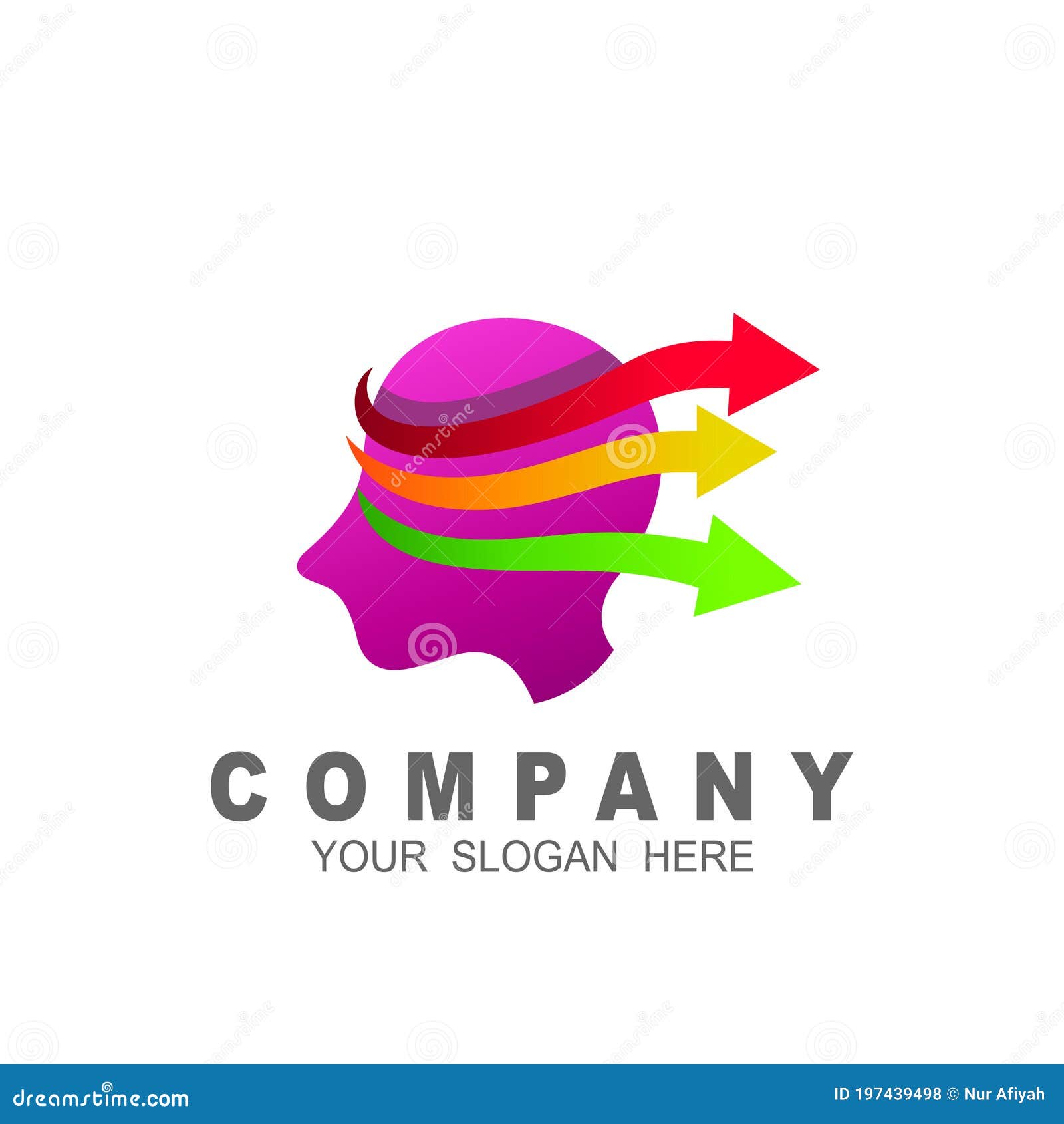 Human Head with Colorful Arrow, People Symbol Stock Vector ...