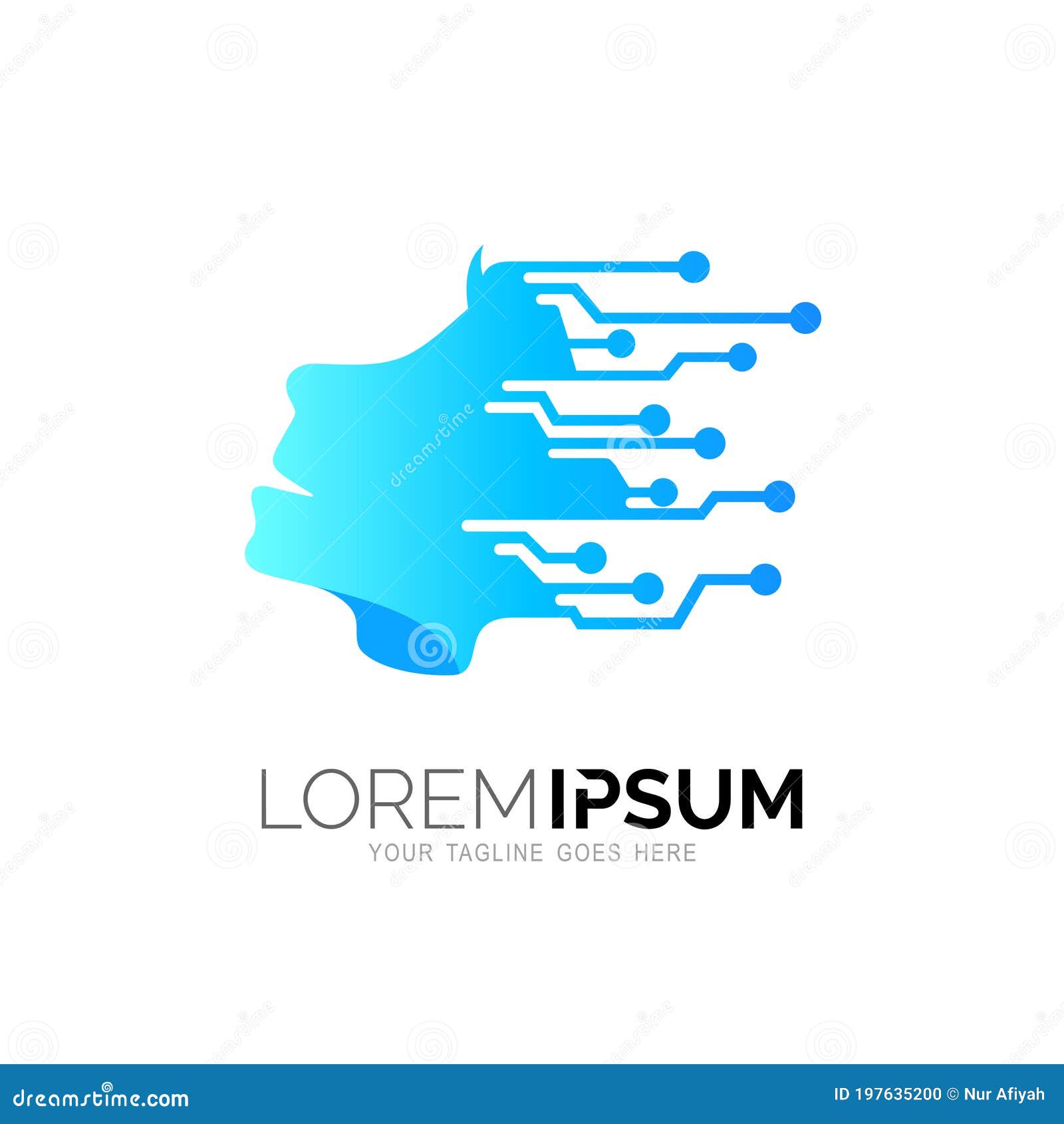 Human Face Logo with Fast Technology Symbols Stock Vector ...