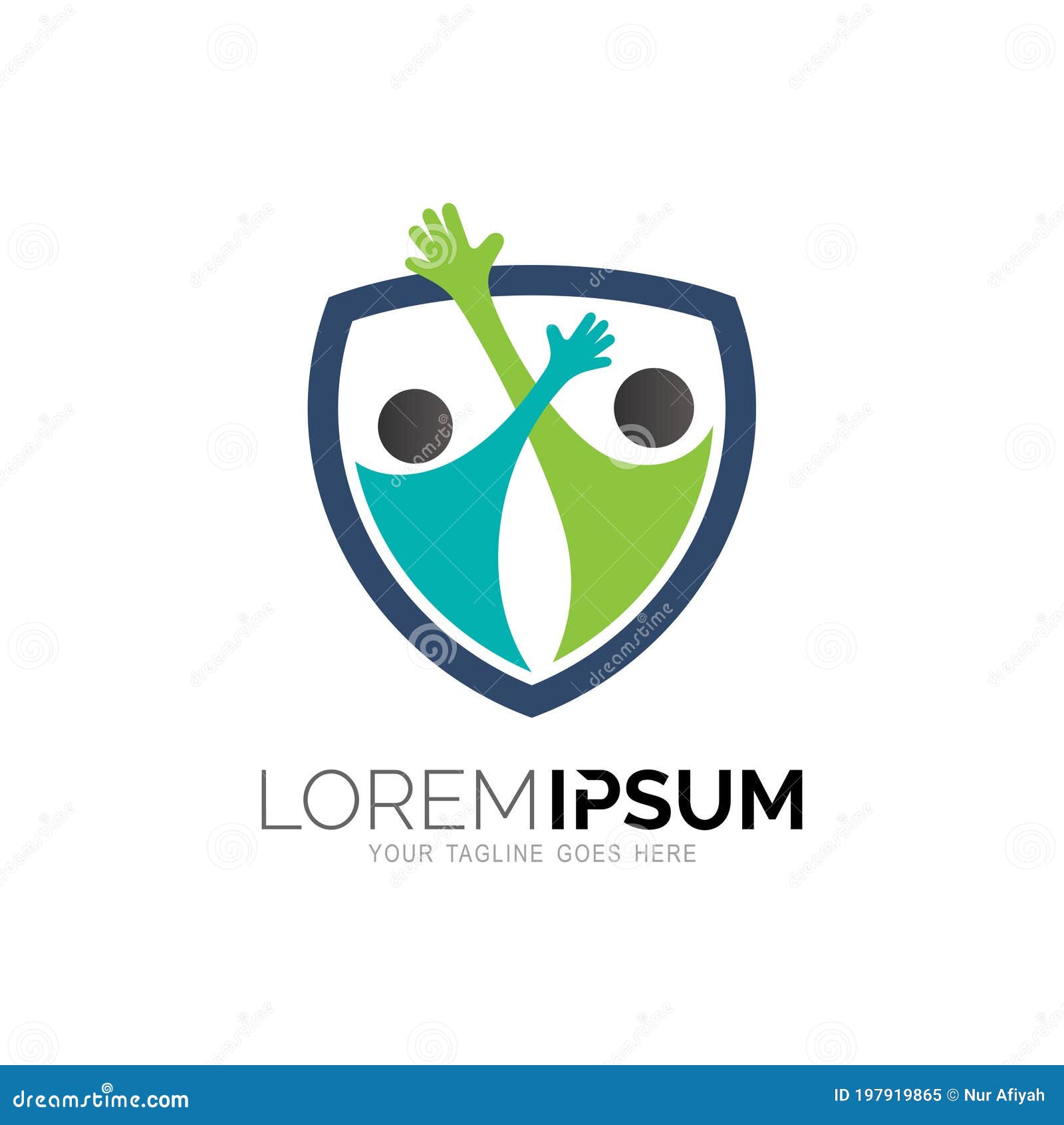 Shield Logo with Human and Charity Icon Template Stock Vector ...
