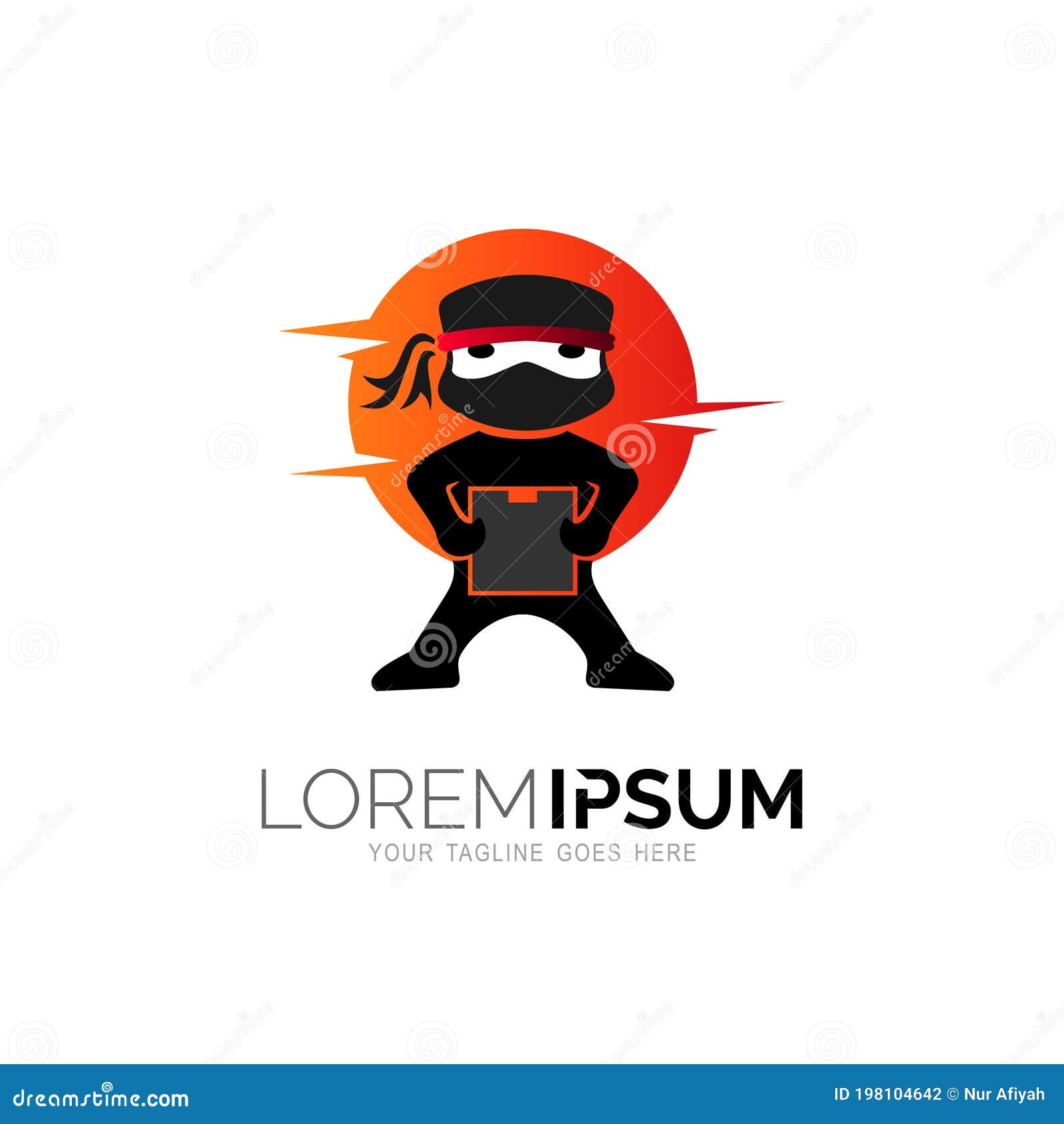 Logo Fast Delivery Courier Service with Ninja Stock Vector ...