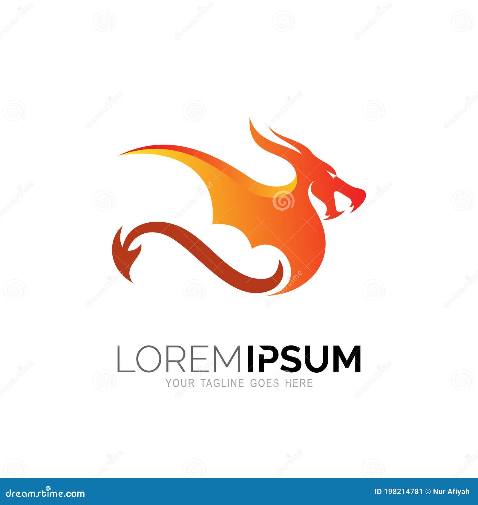Winged Dragon Logo, Dragon Logo with Flying Design Illustration Stock ...